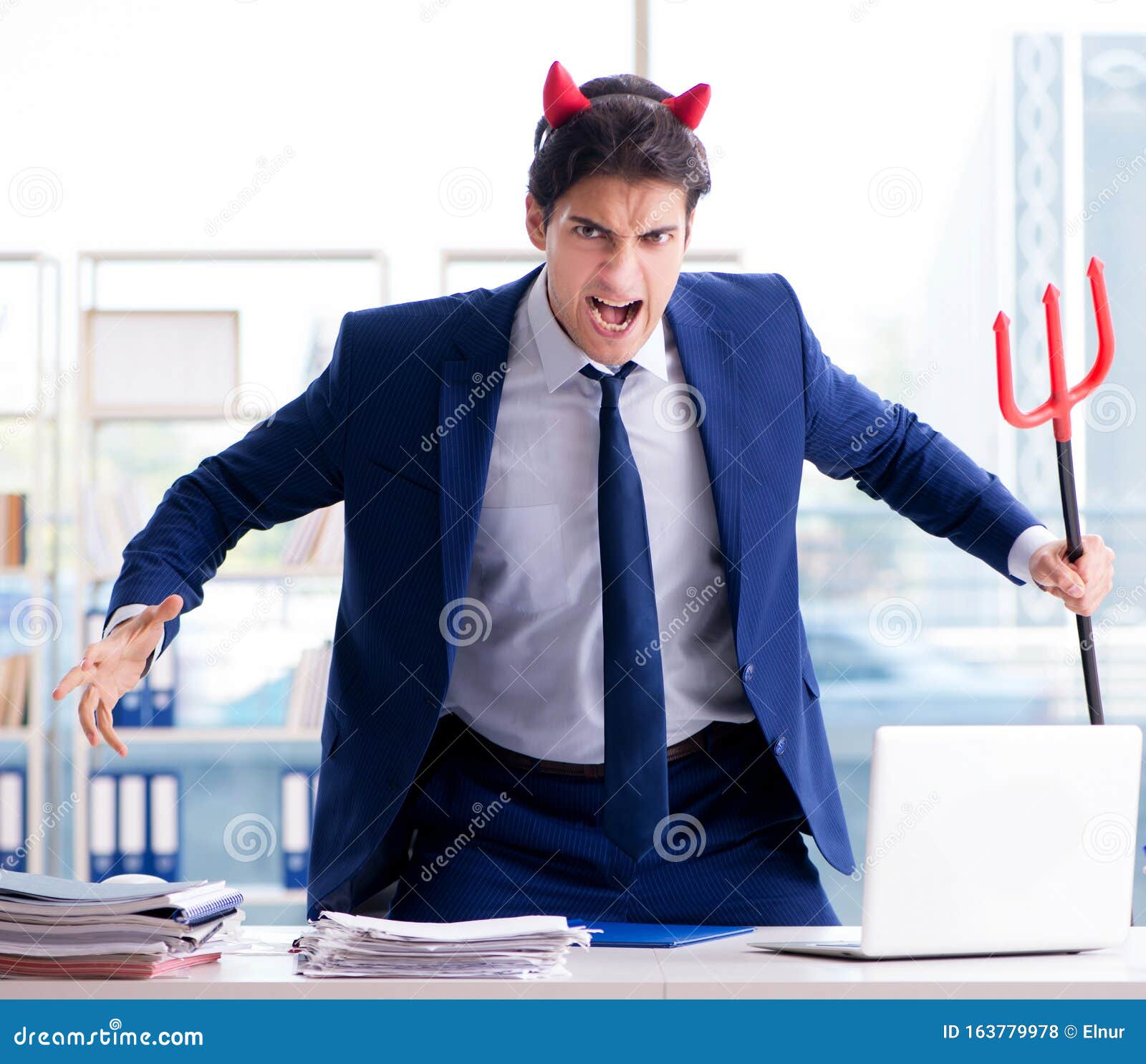 Devil Angry Businessman in the Office Stock Photo - Image of halloween ...