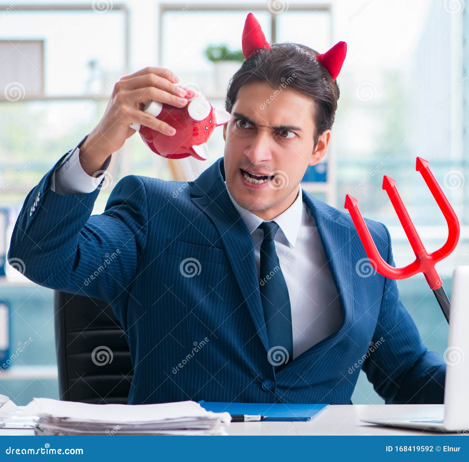 Devil Angry Businessman in the Office Stock Photo - Image of business ...