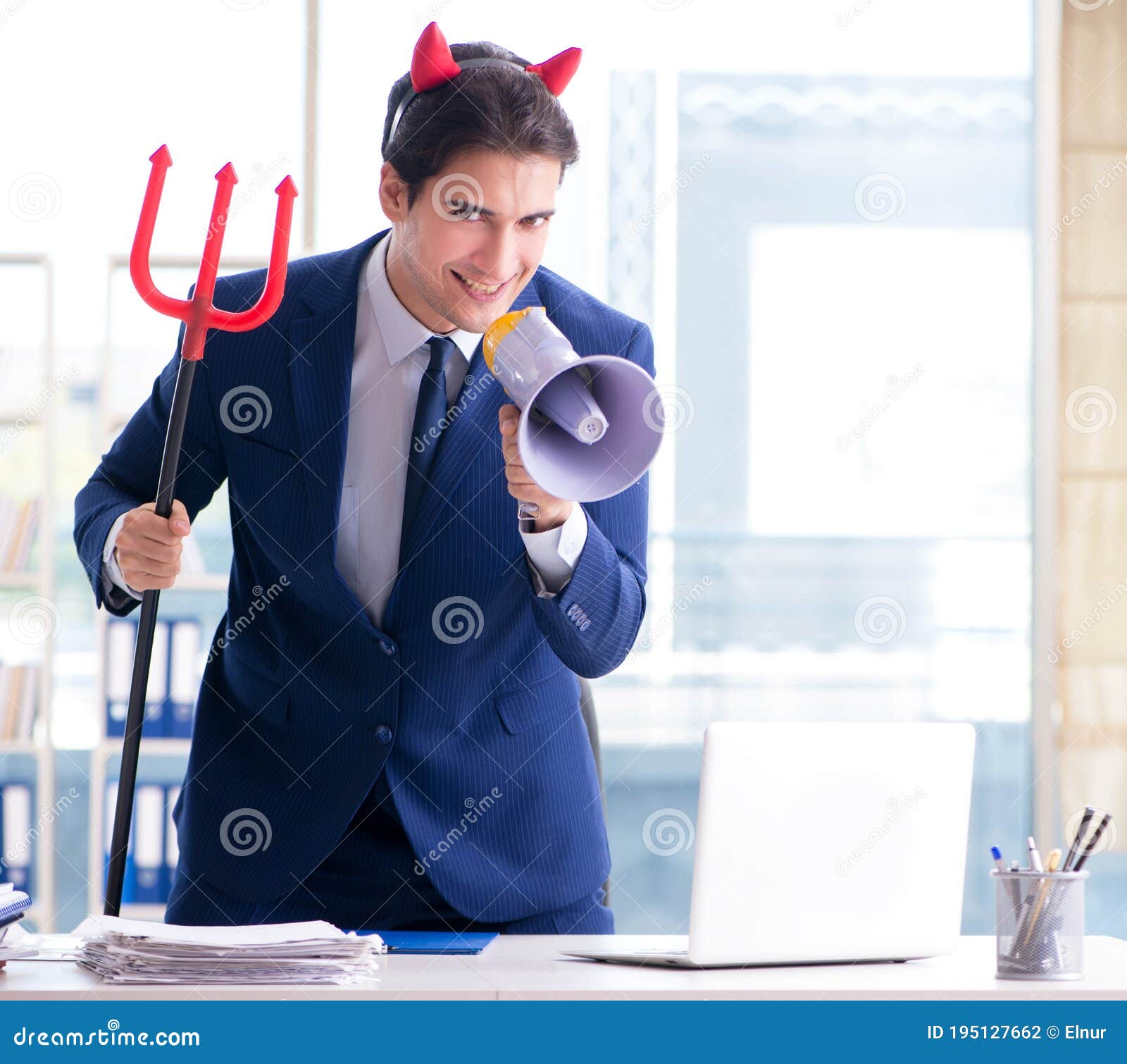 Devil Angry Businessman in the Office Stock Photo - Image of loud ...