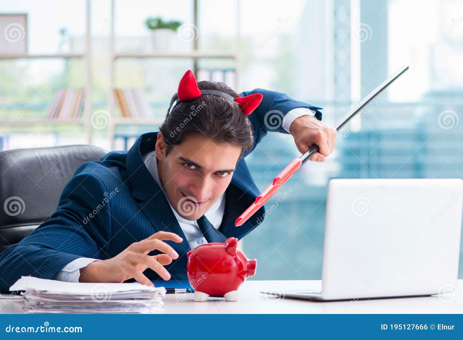 Devil Angry Businessman in the Office Stock Photo - Image of evil, horn ...