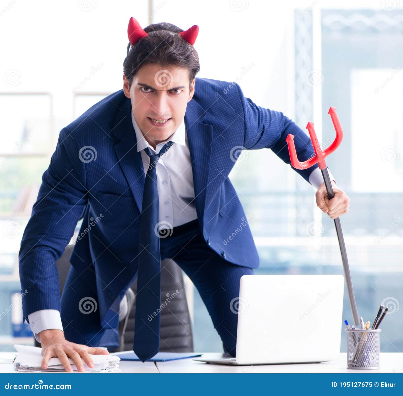 Devil Angry Businessman in the Office Stock Image - Image of angry ...