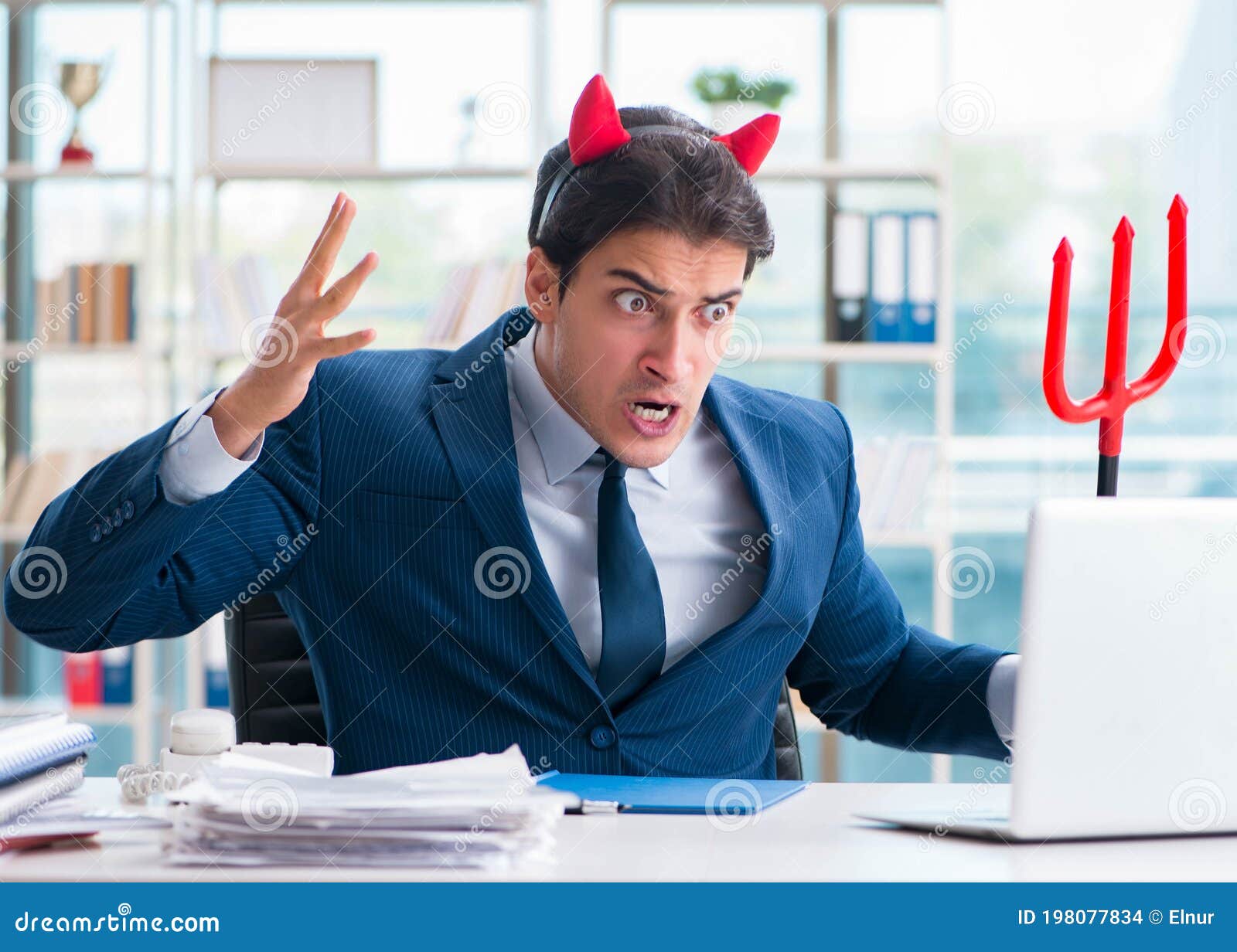 Devil Angry Businessman in the Office Stock Photo - Image of fear ...