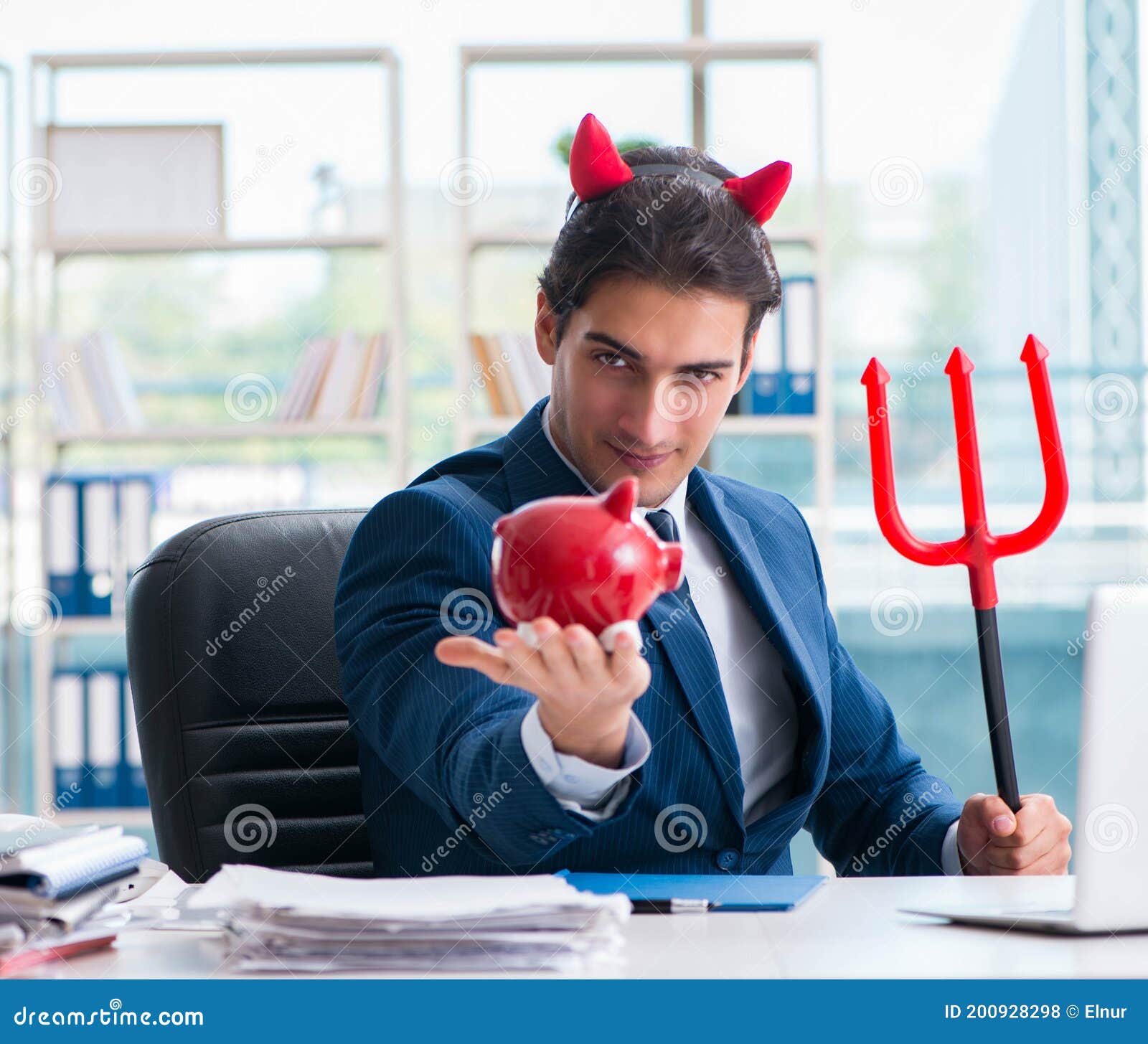 Devil Angry Businessman in the Office Stock Photo - Image of horn ...