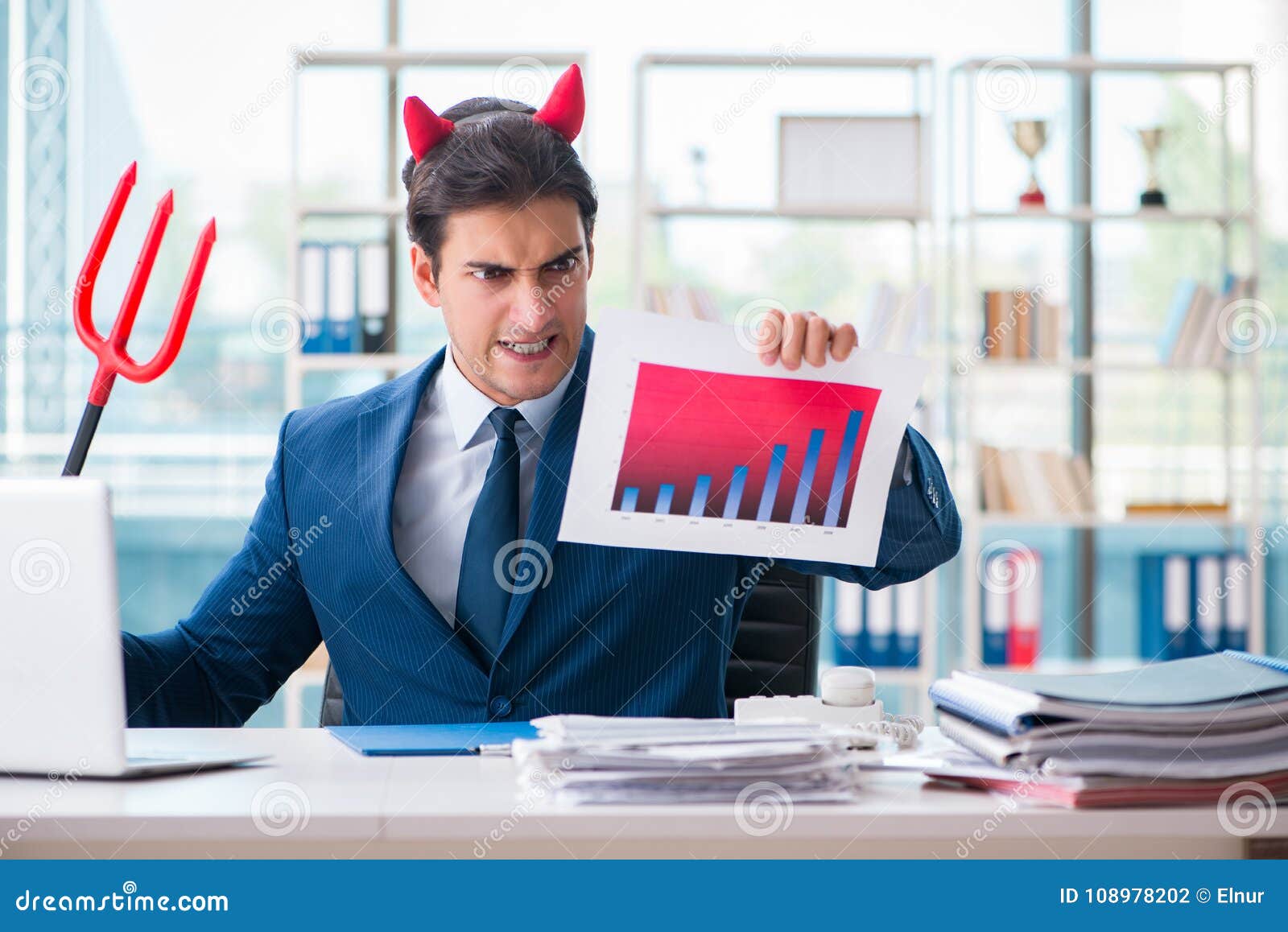 The Devil Angry Businessman in the Office Stock Photo - Image of hell ...