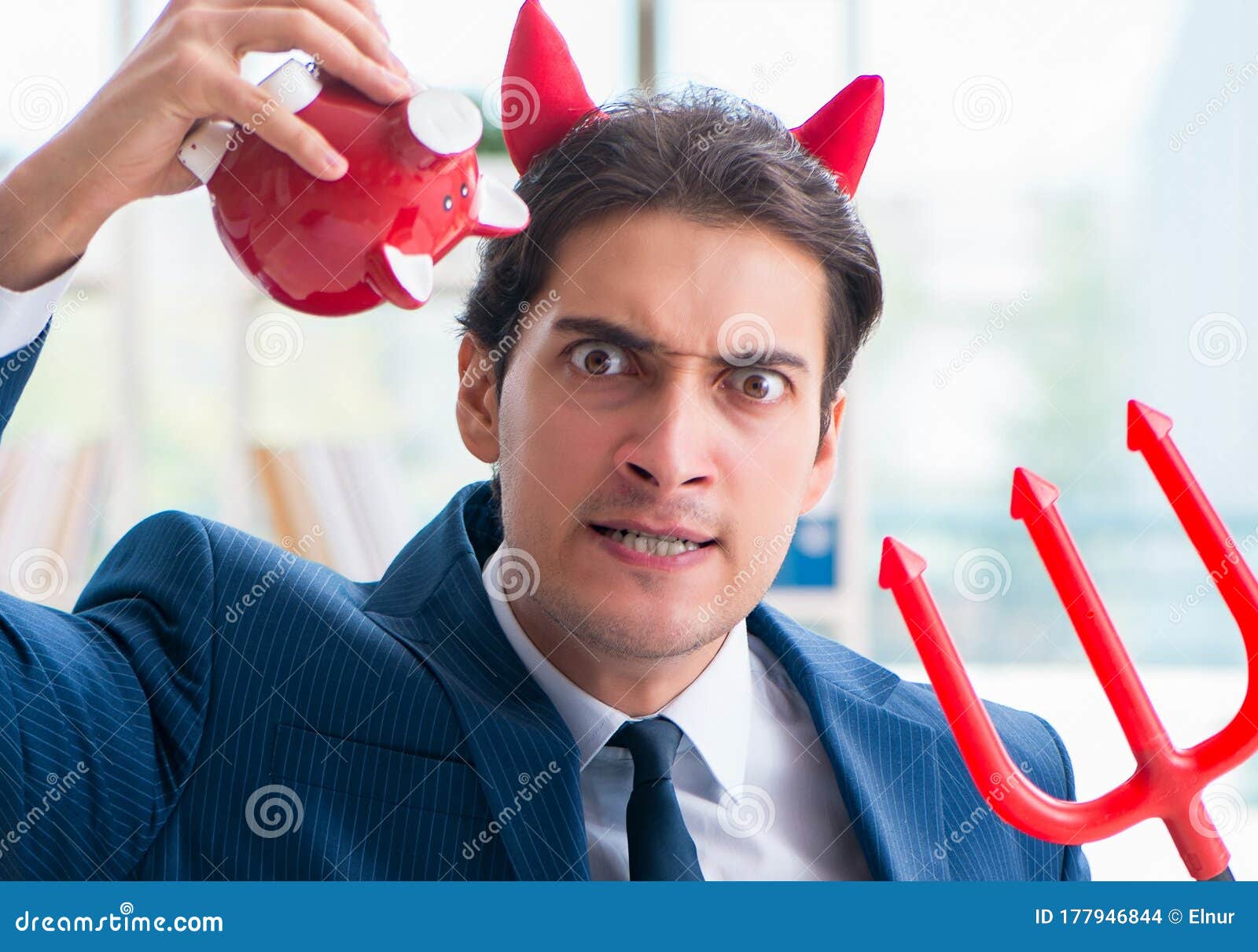Devil Angry Businessman in the Office Stock Photo - Image of money ...