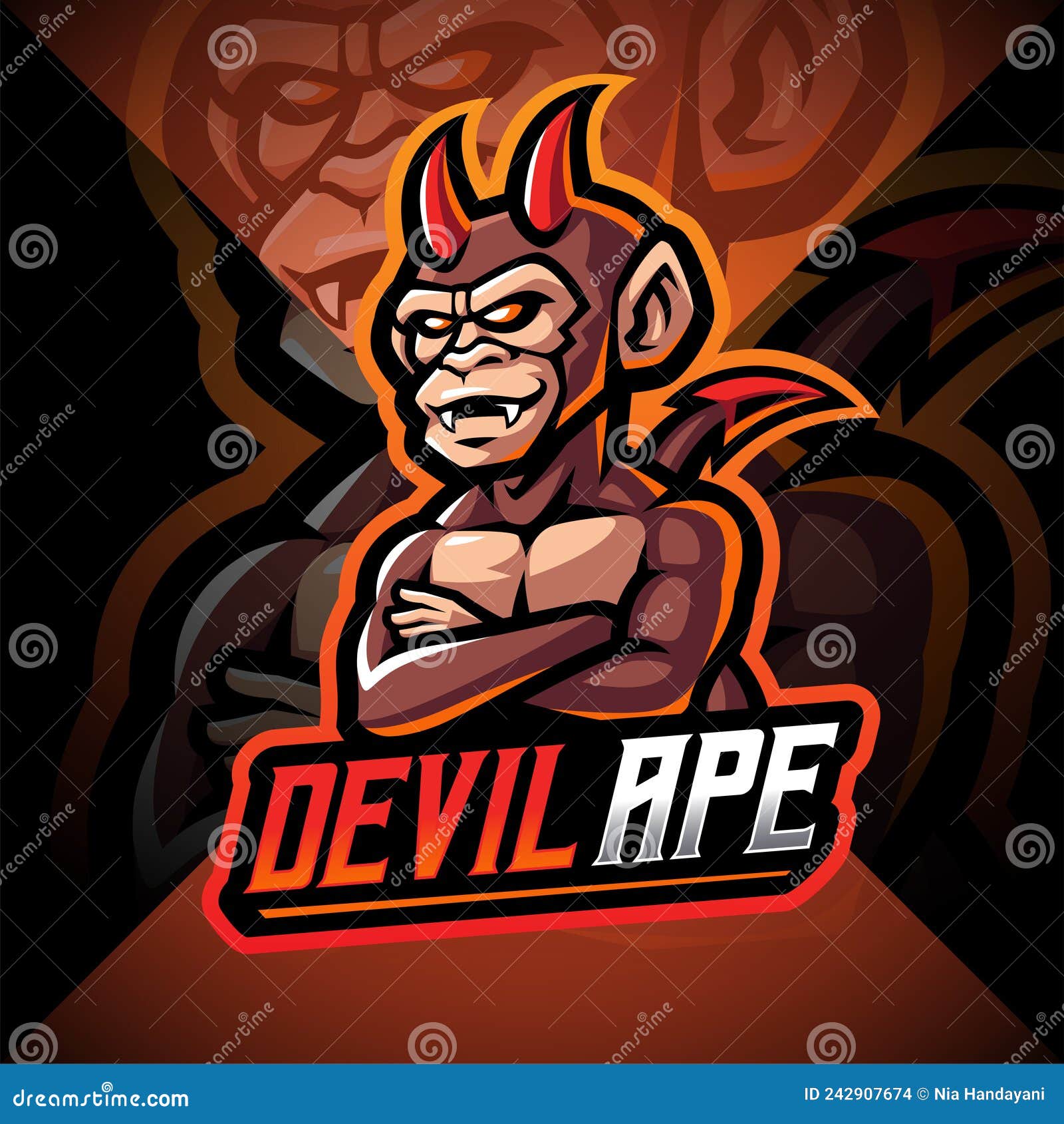 Devil Ape Esport Mascot Logo Design Stock Vector - Illustration of ...