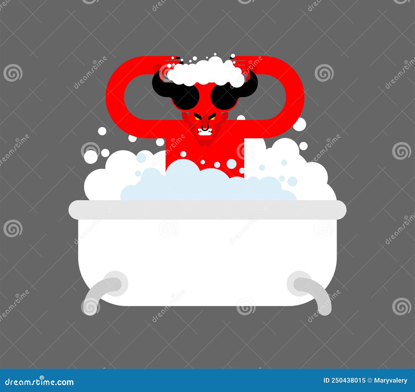 Devil in Bath. Satan Takes Bath Stock Vector - Illustration of foam ...