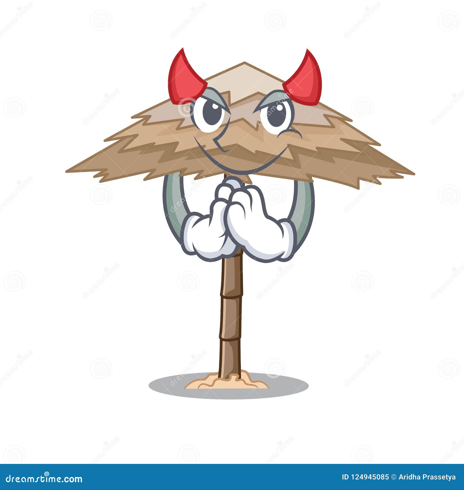 Devil Beach Shelter Under the Umbrella Cartoon Stock Vector ...