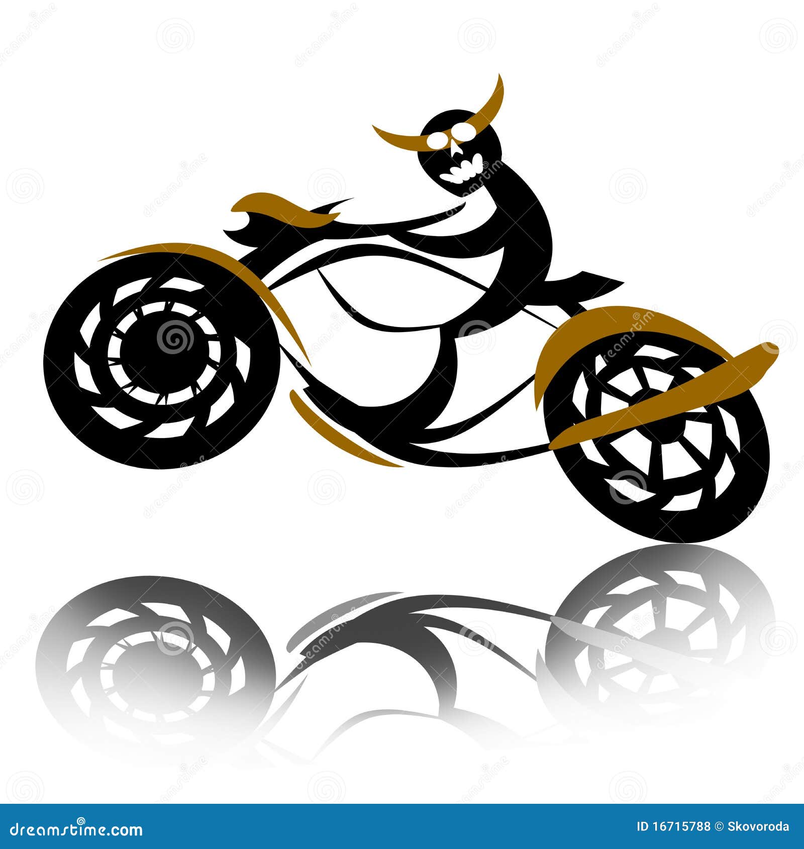Devil biker on motorcycle stock illustration. Illustration of graphic ...