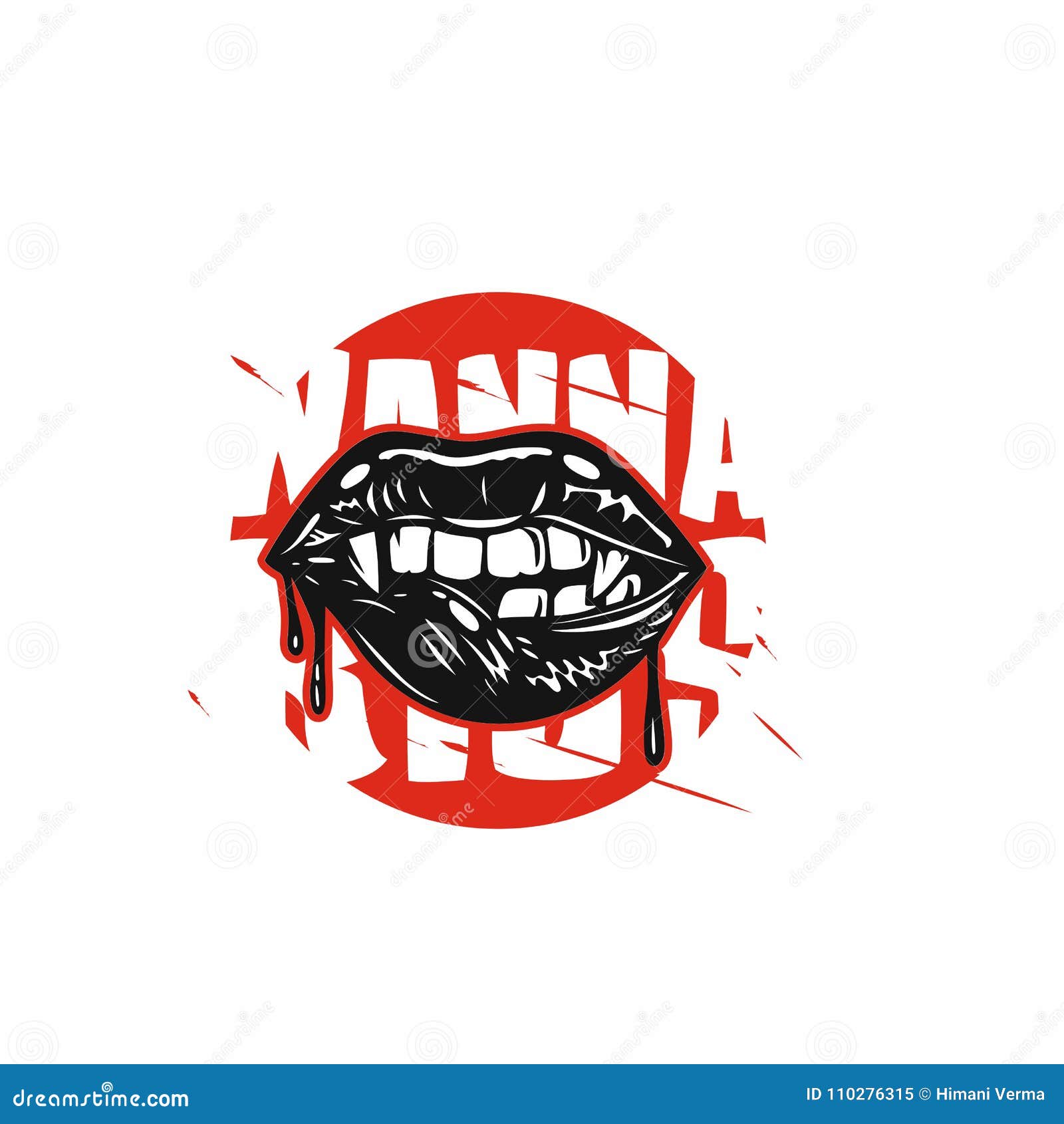 Devil Biting Lips Vector Illustration. Stock Vector - Illustration of ...
