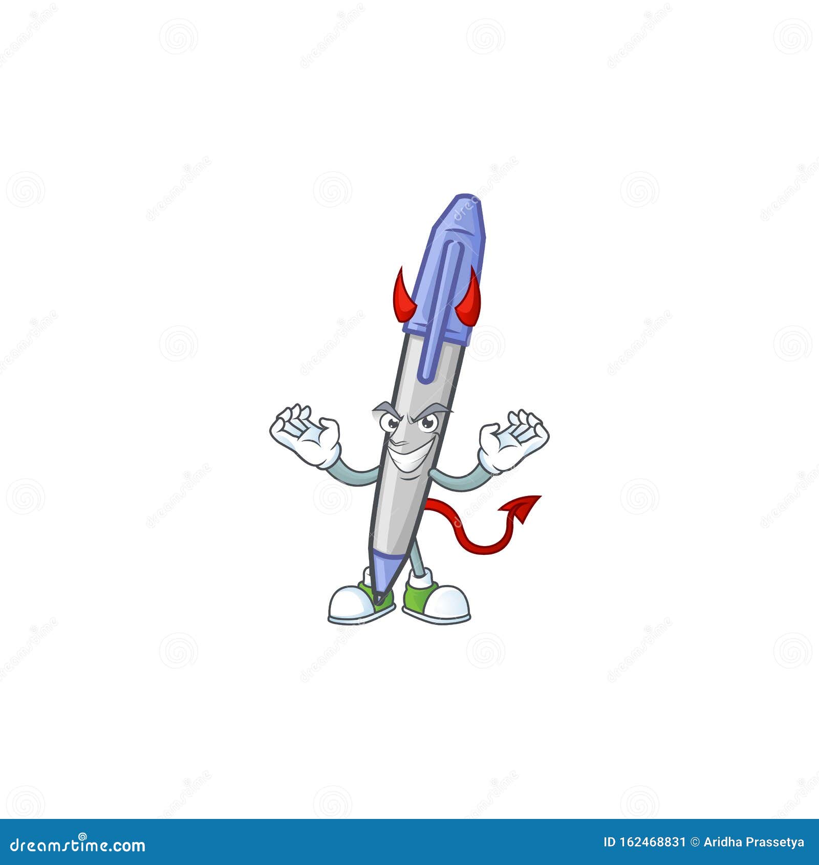 Devil Blue Ballpoint in the Character Shape Stock Vector - Illustration ...