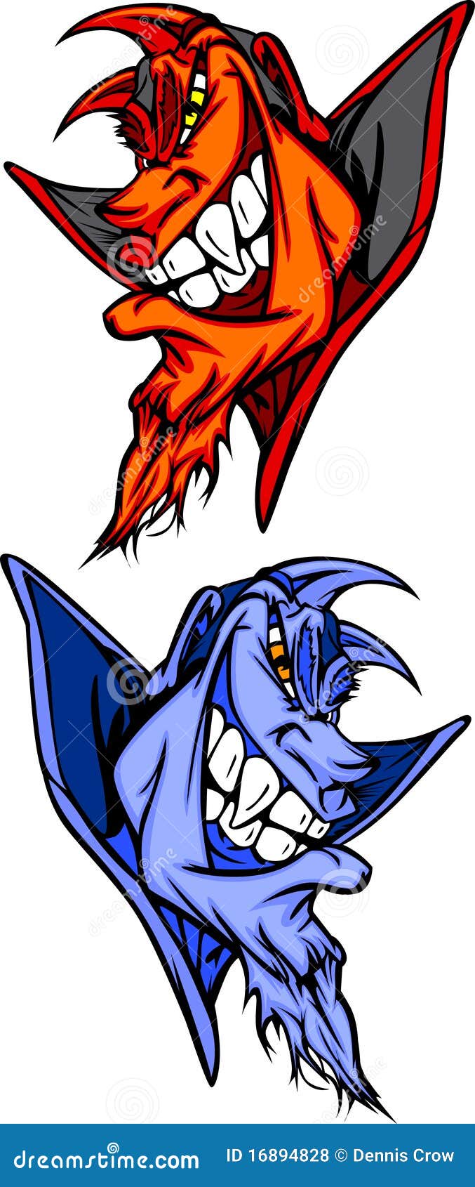 Devil / Blue Demon Mascot Vector Logos Stock Vector - Illustration of ...