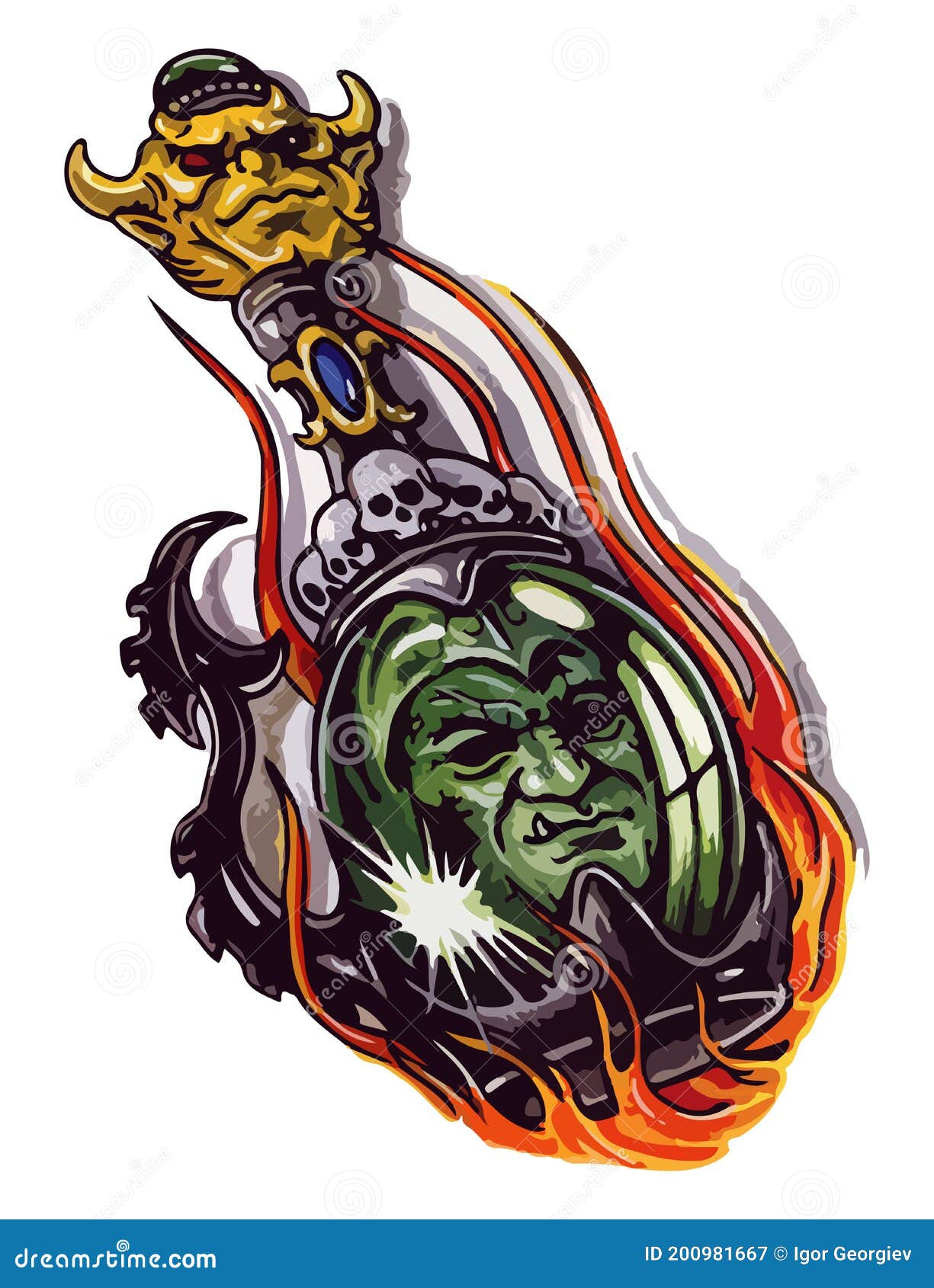 Devil Bottle Tattoo Flash. Set of Labels and Elements. Vector Set ...