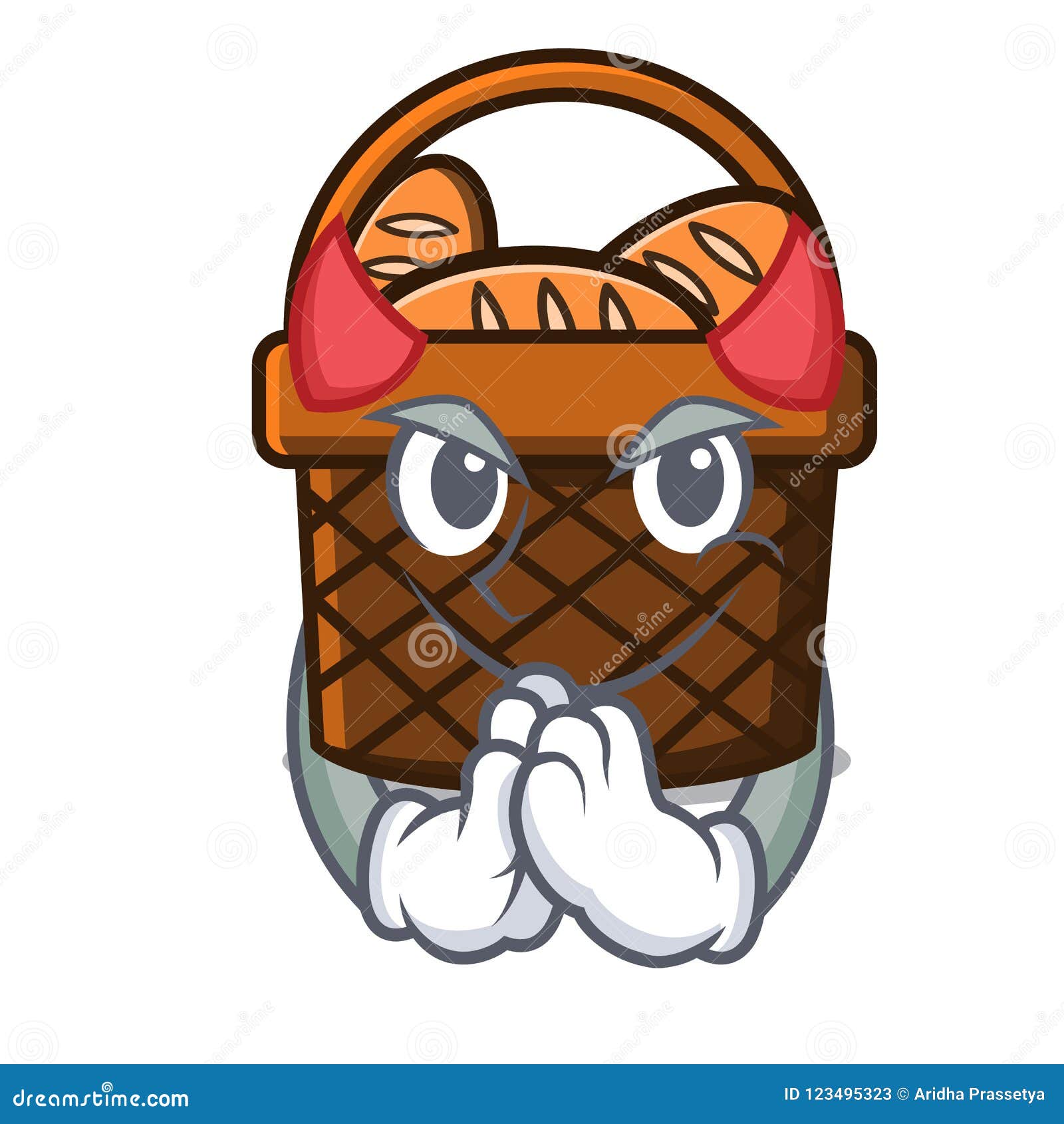 Devil Bread Basket Mascot Cartoon Stock Vector - Illustration of loaf ...