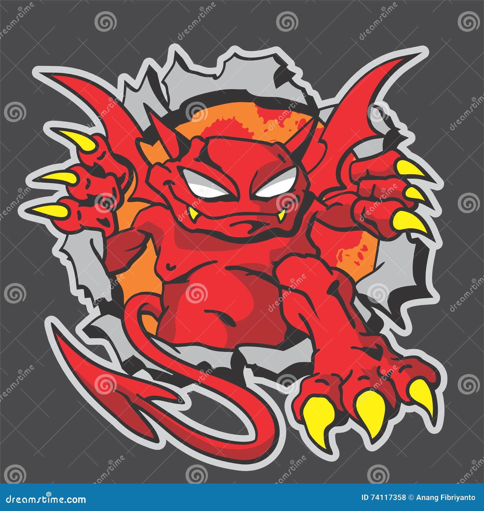 Devil Breaks the Steel Wall Mascot Stock Vector - Illustration of ...