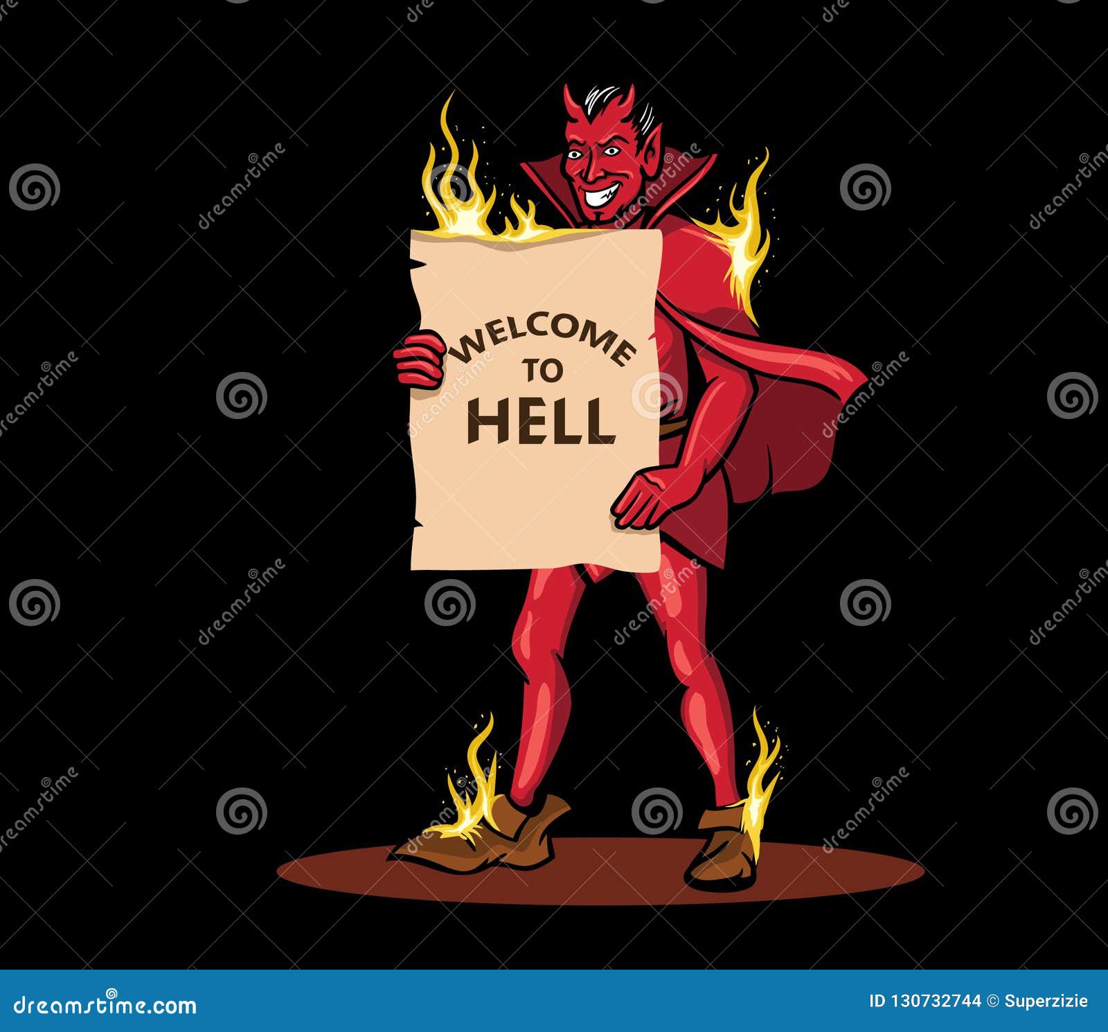 Devil Bring Wellcome To Hell Announcement Board Stock Vector ...