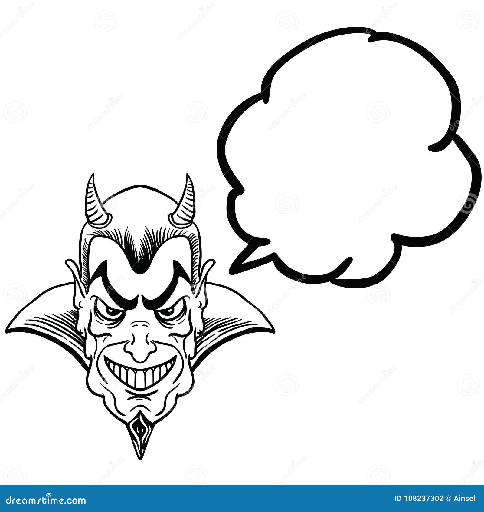Devil bubble black stock illustration. Illustration of smile - 108237302