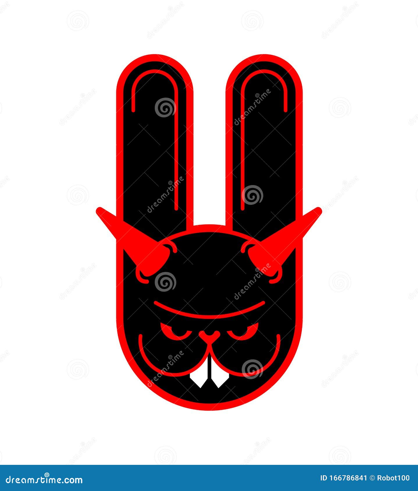 Devil Bunny. Angry Hare. Crazy Rabbit. Mad Animal Stock Vector ...