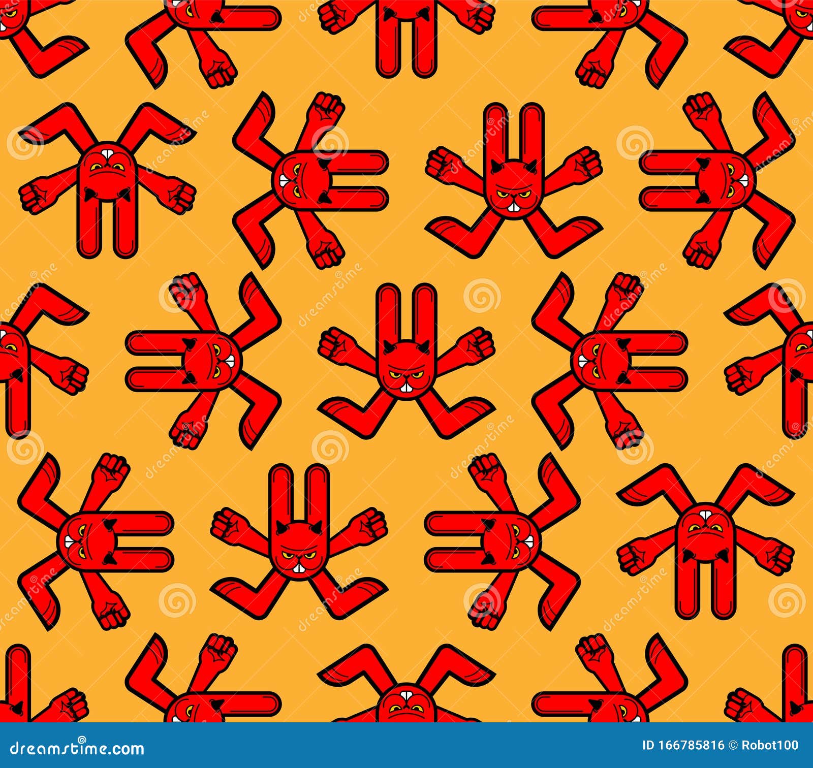Devil Bunny Background . Angry Hare Pattern Seamless. Crazy Rabbit ...