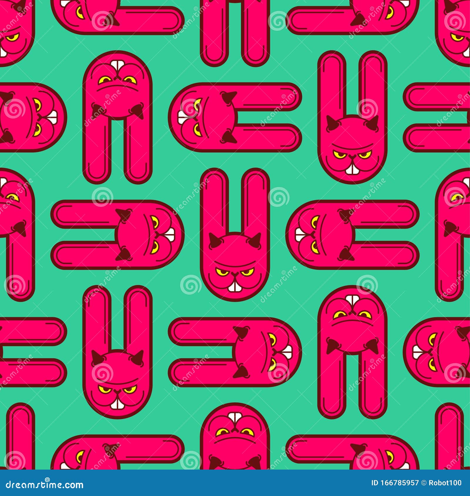 Devil Bunny Background . Angry Hare Pattern Seamless. Crazy Rabbit ...