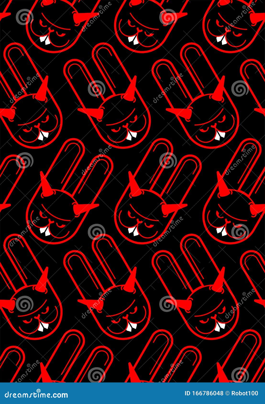 Devil Bunny Background . Angry Hare Pattern Seamless. Crazy Rabbit ...