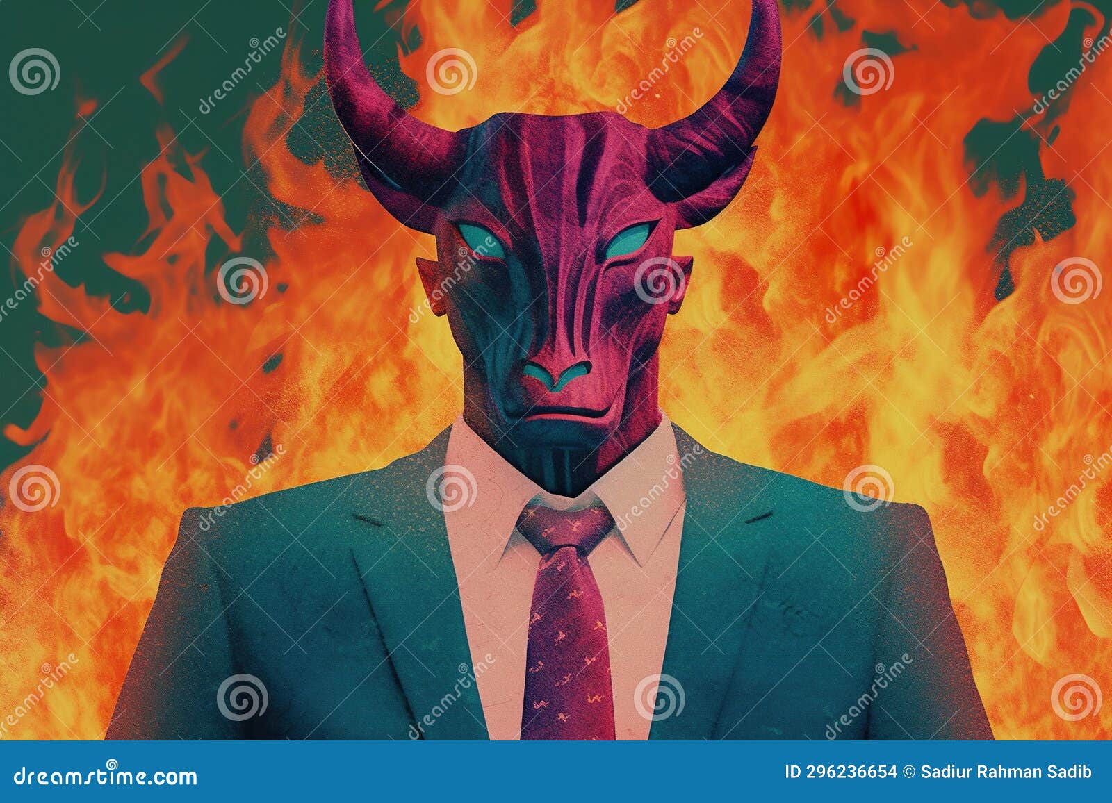 Devil Businessman with a Burning Head. Stock Illustration ...