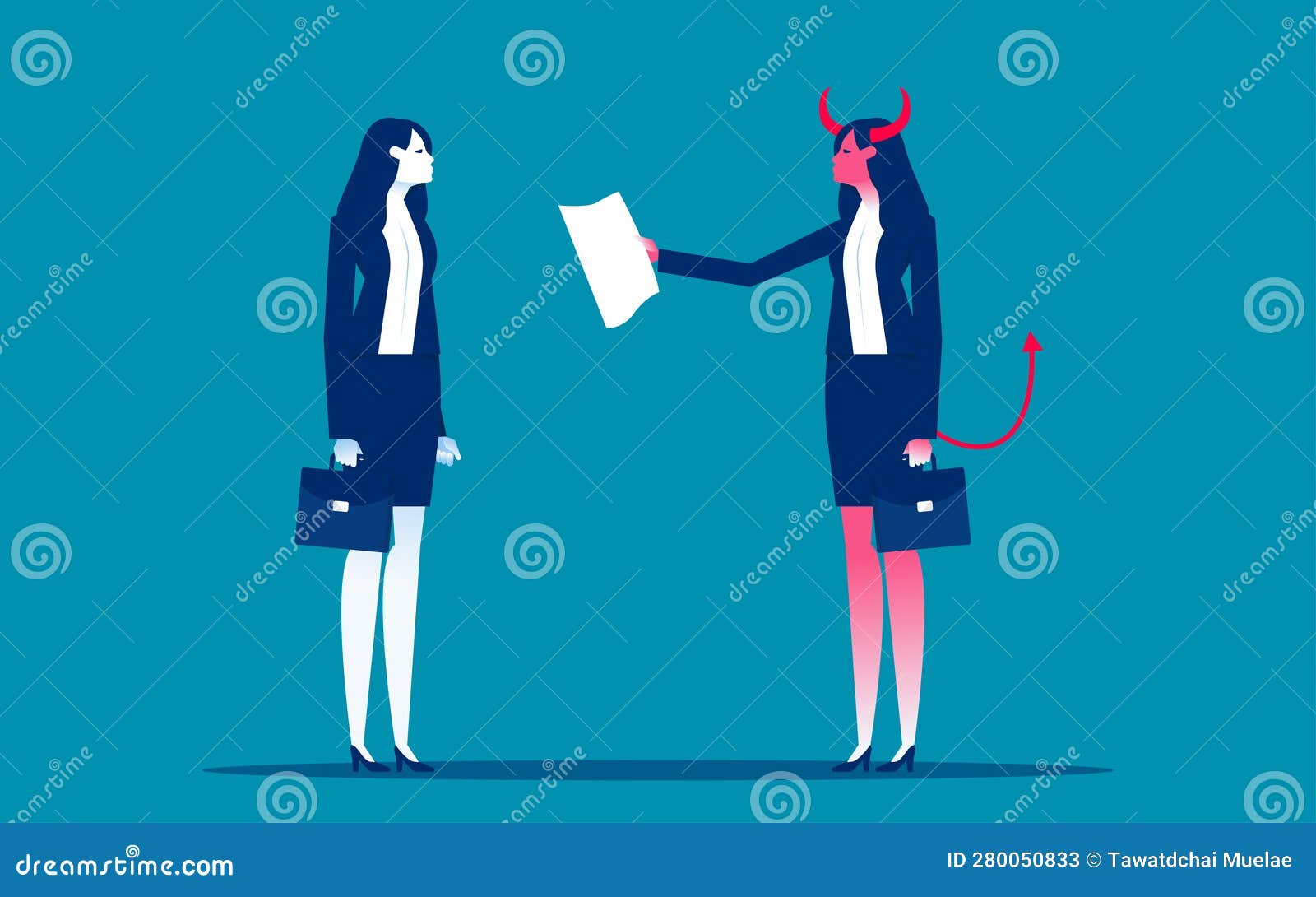 Devil and Businessman. Business Evil Contract Vector Illustration Stock ...