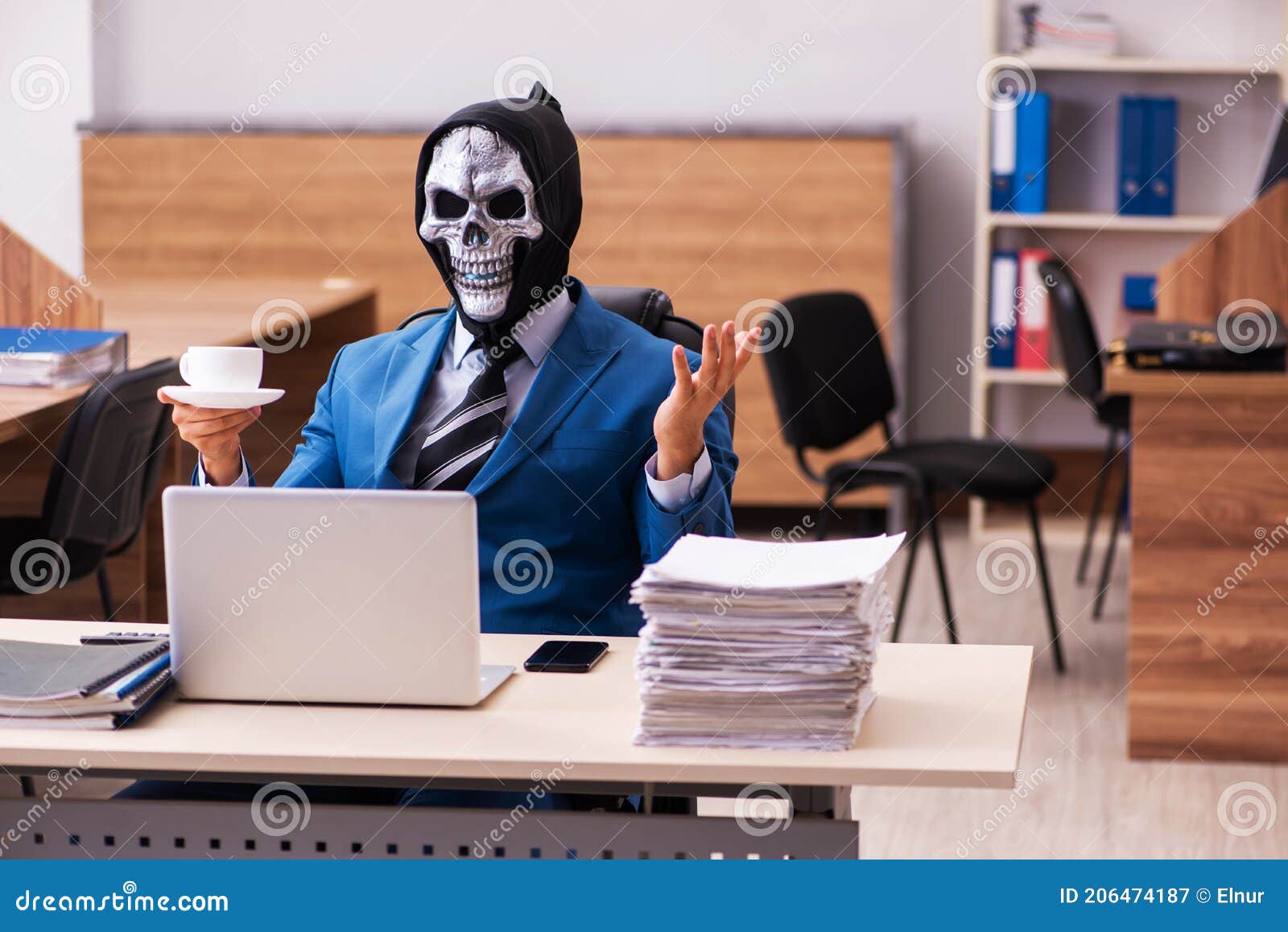 Devil Businessman Working in the Office Stock Image - Image of employee ...