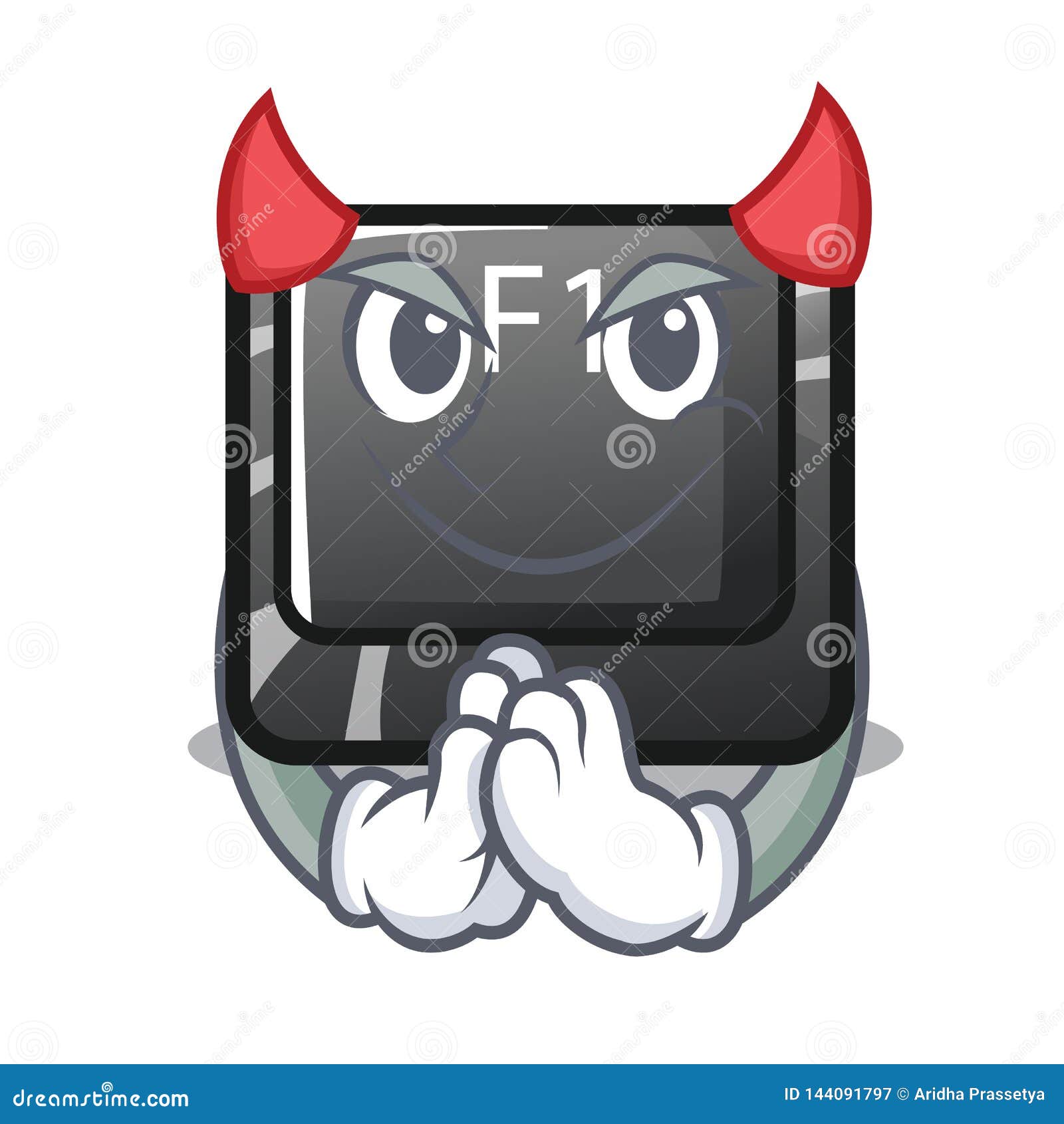Devil Button F1 Cartoon on the Keyboard Stock Vector - Illustration of ...