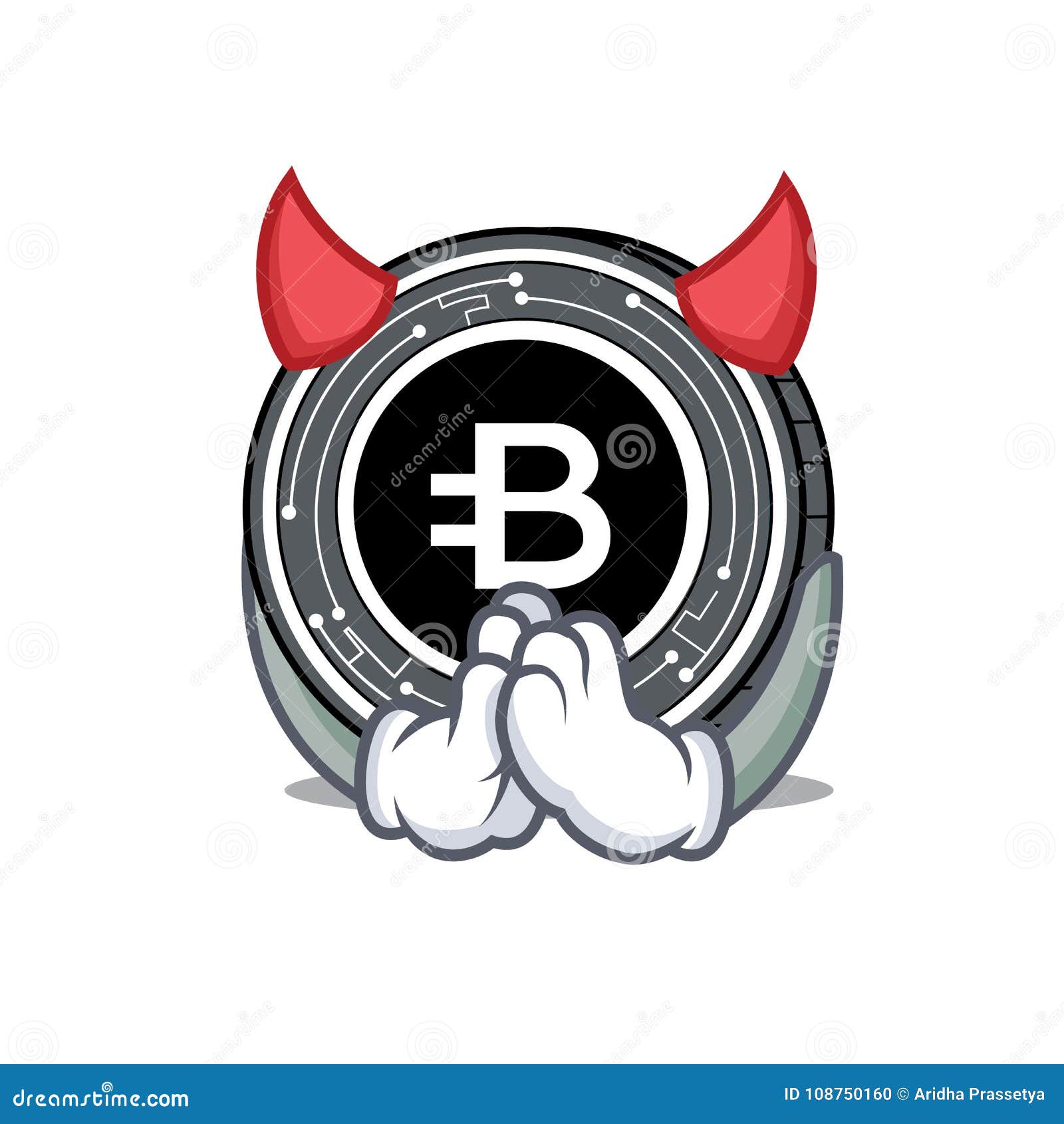 Devil Bytecoin Coin Mascot Cartoon Stock Vector - Illustration of ...