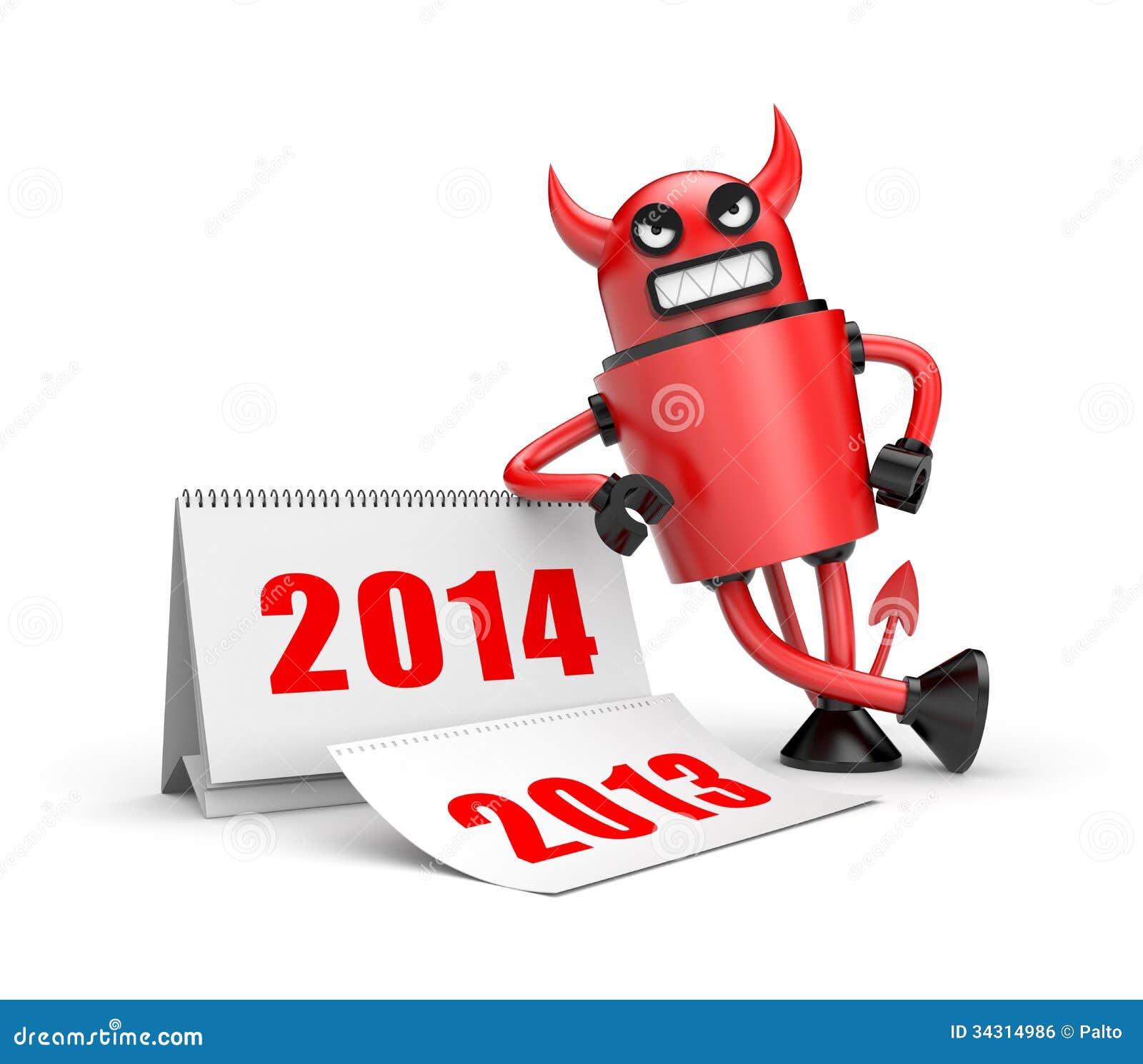 Devil with calendar stock illustration. Illustration of future - 34314986