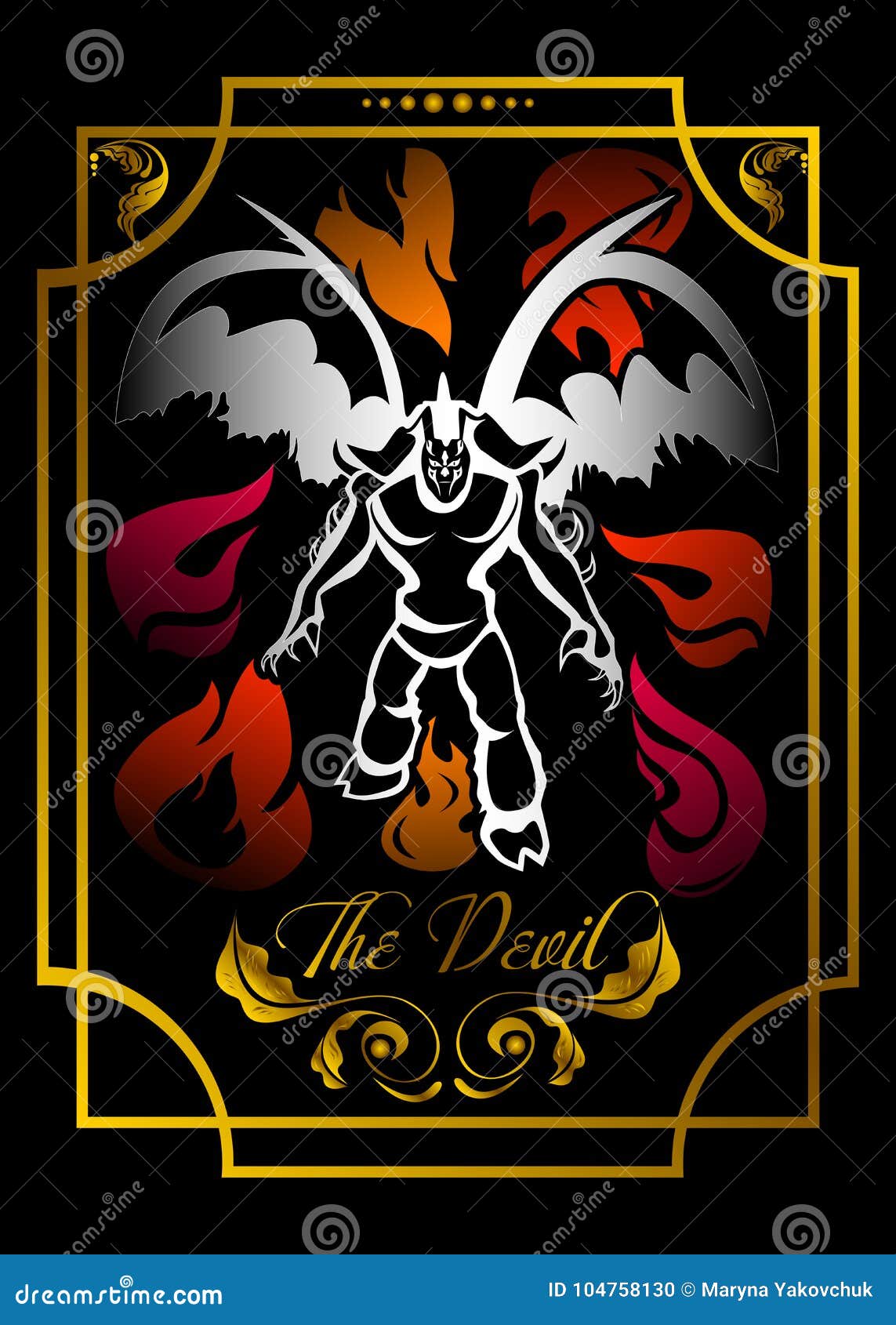 The devil card stock vector. Illustration of cartoon - 104758130