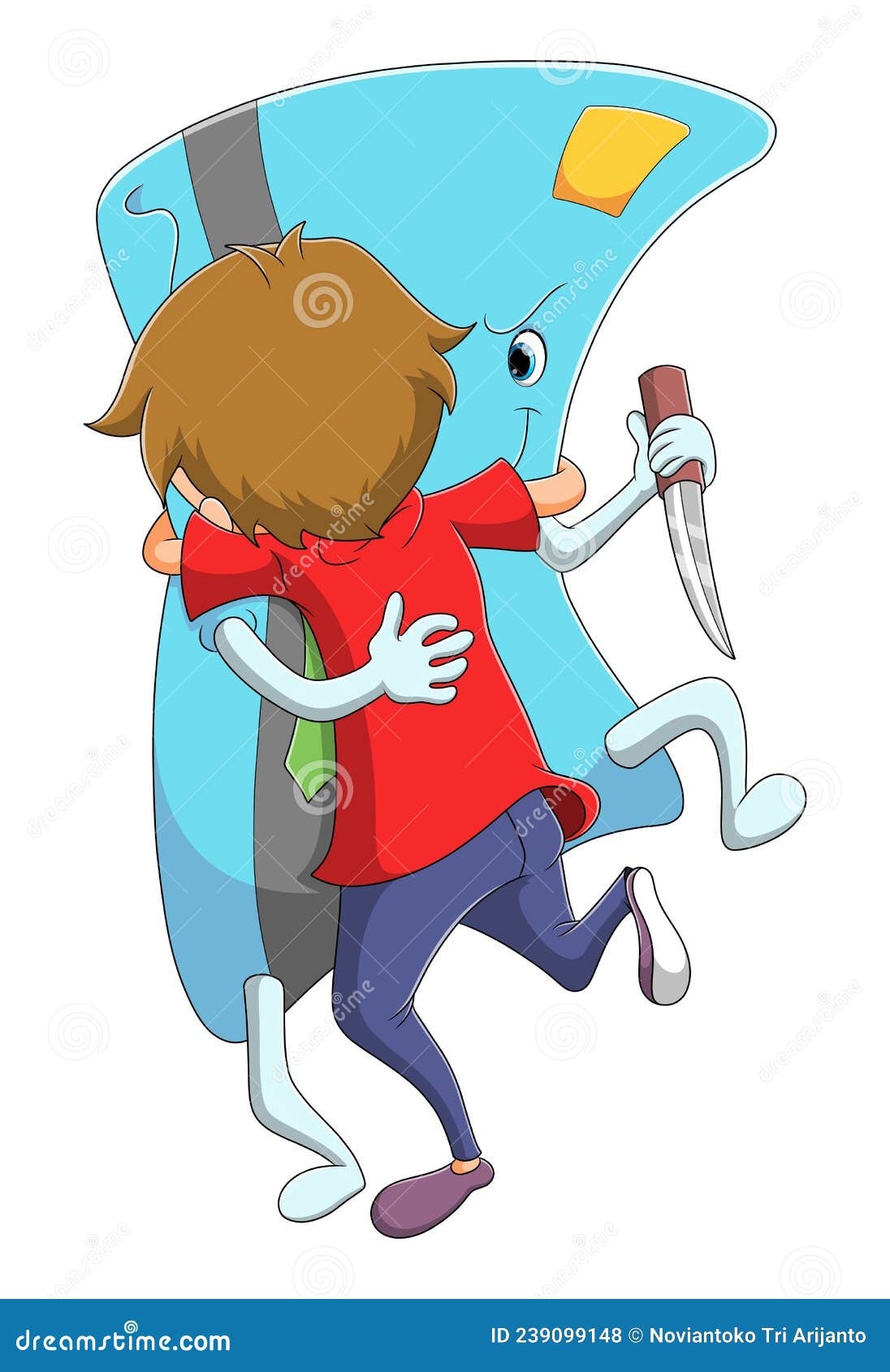 The Devil Card with the Knife is Hugging the Young Man Stock Vector ...