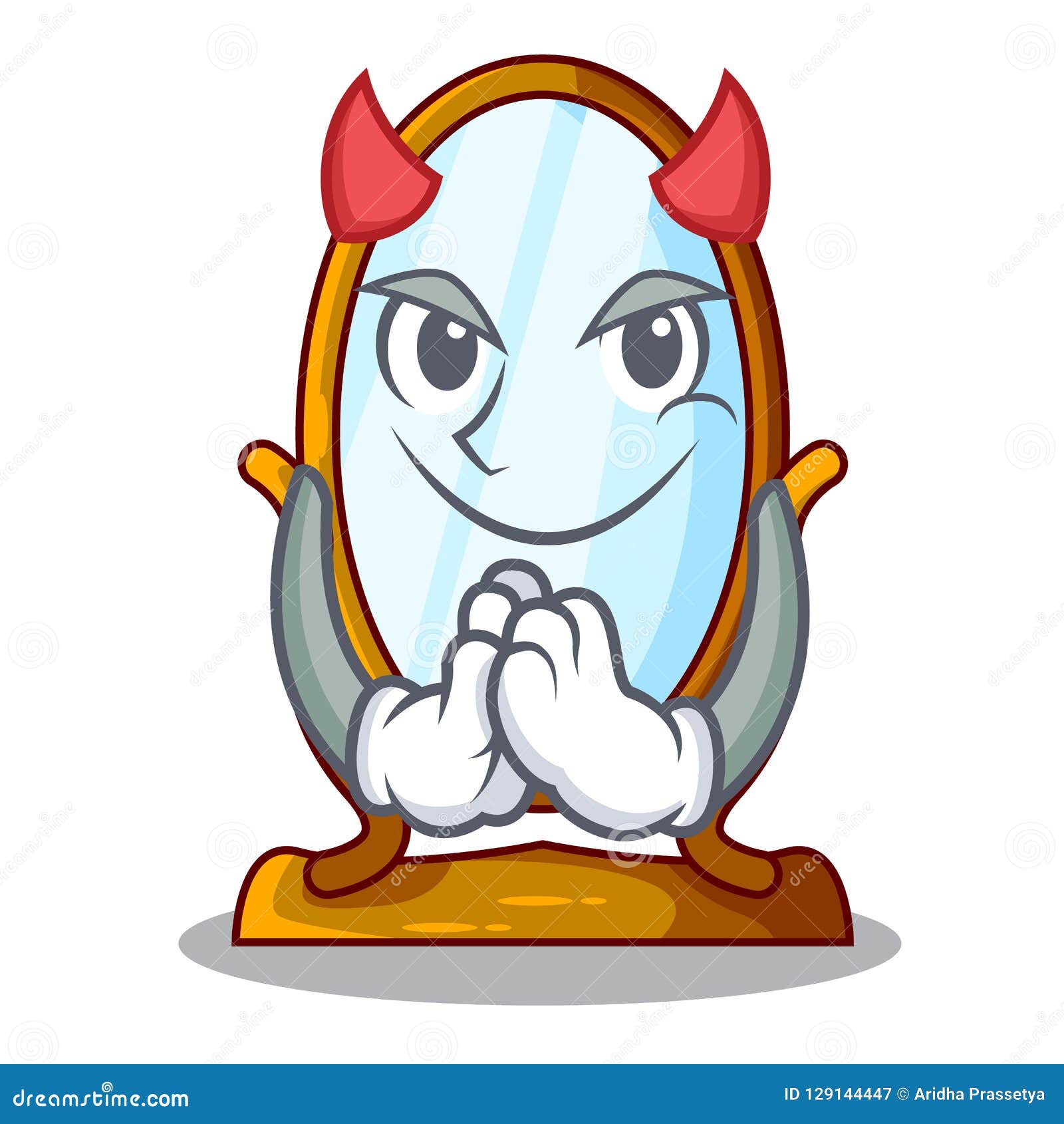 Devil Cartoon Big Antique Mirror in Frame Stock Vector - Illustration ...