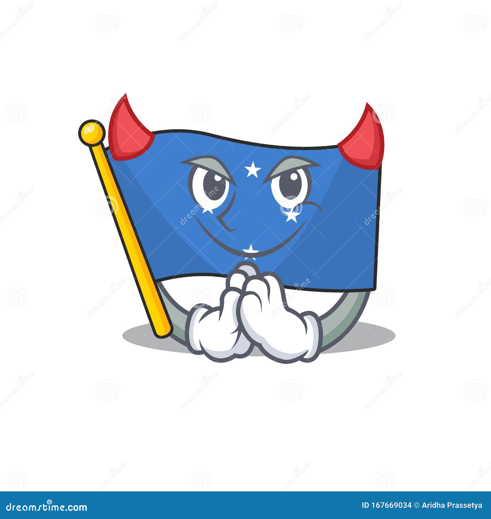 Devil Cartoon Character of Flag Micronesia Scroll Design Stock Vector ...