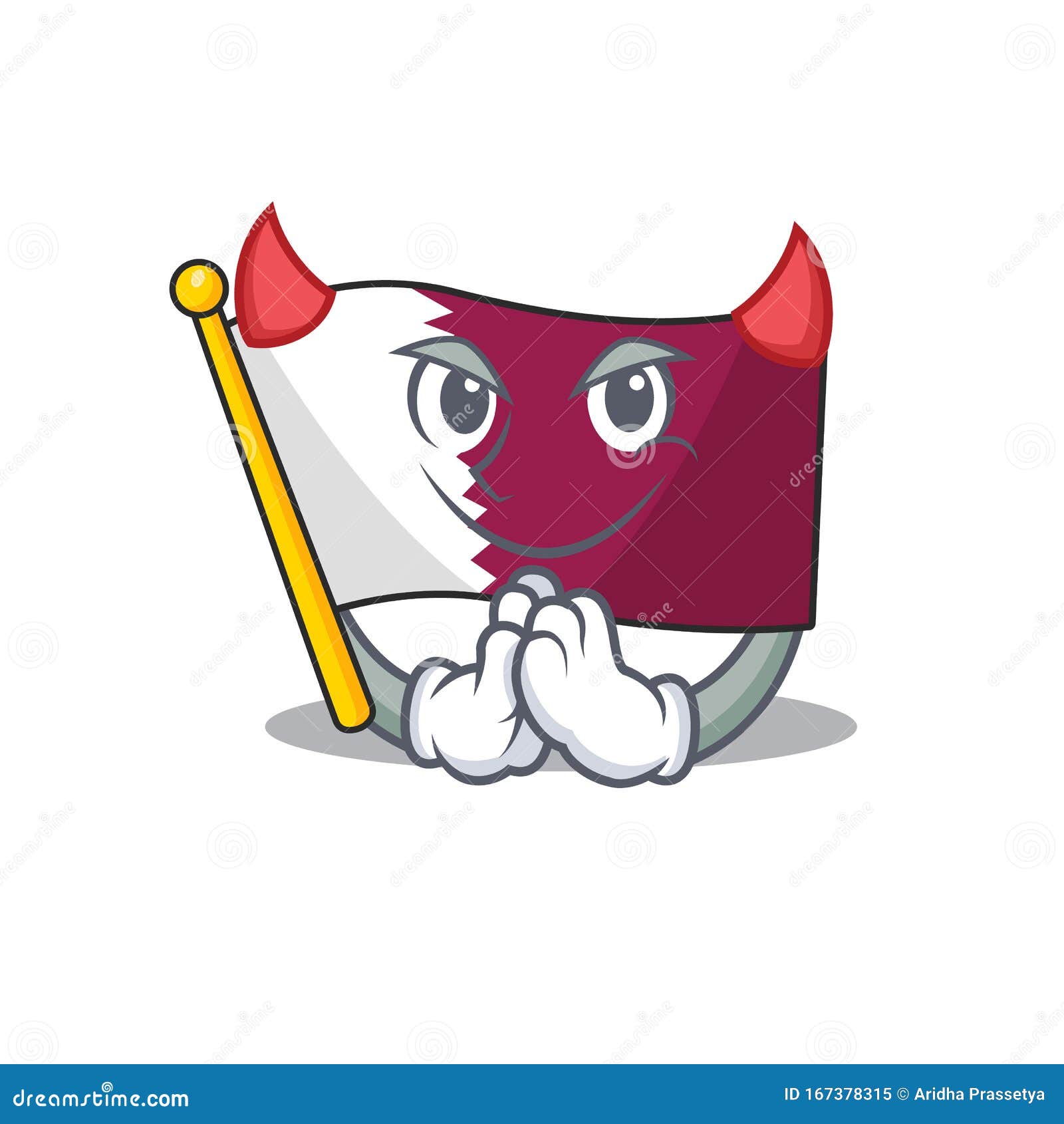 Devil Cartoon Character of Flag Qatar Scroll Design Stock Vector ...