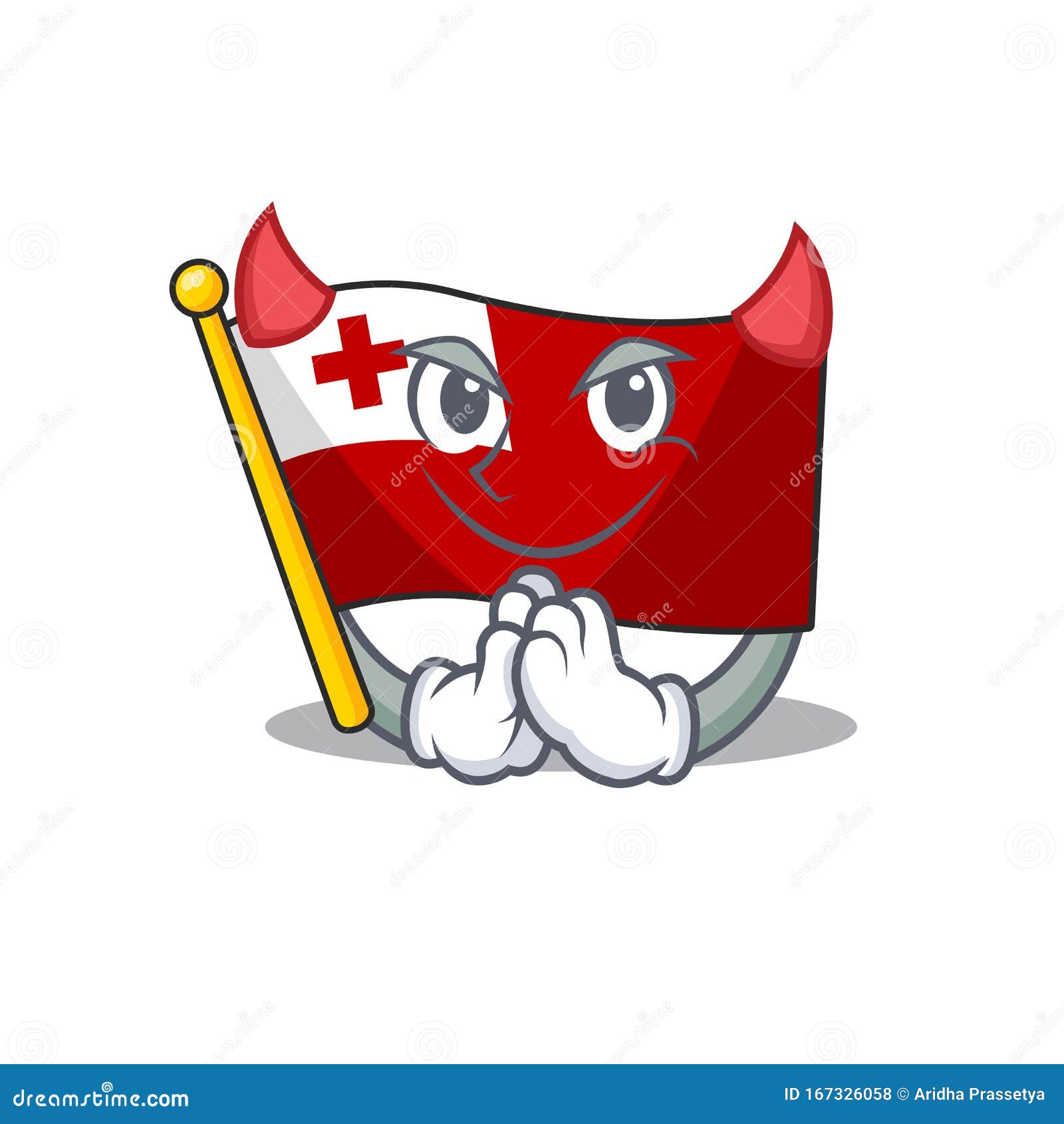 Devil Cartoon Character of Flag Tonga Scroll Design Stock Vector ...
