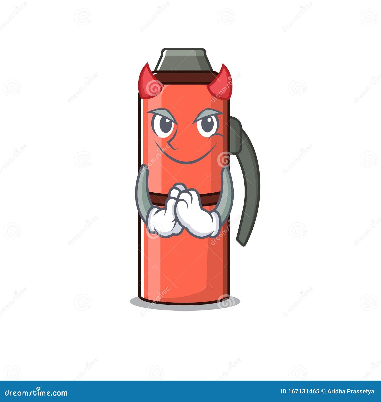 Devil Cartoon Character of Thermos Bottle Scroll Design Stock Vector ...