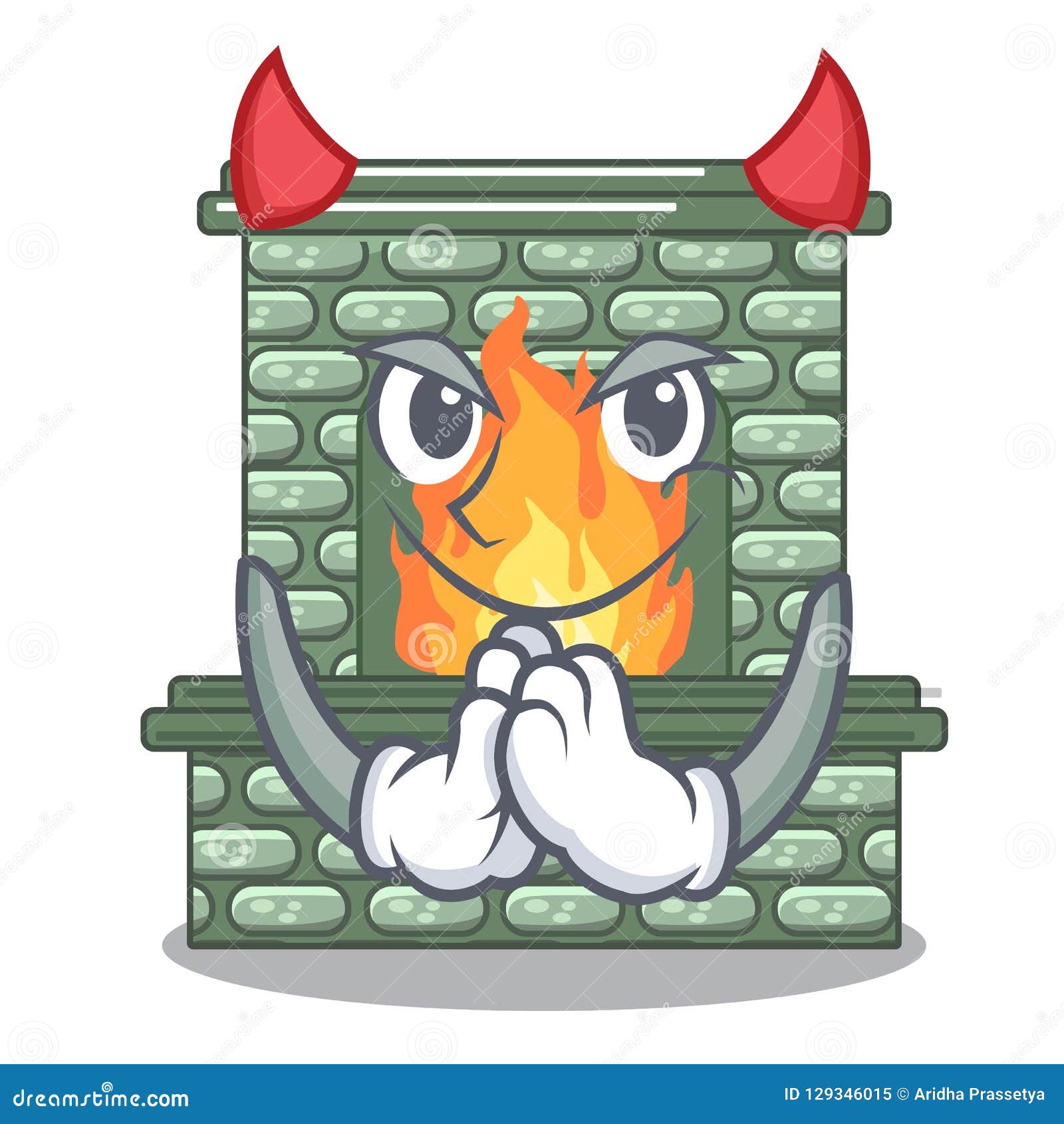 Devil Cartoon Stone Fireplace with the Flame Stock Vector ...
