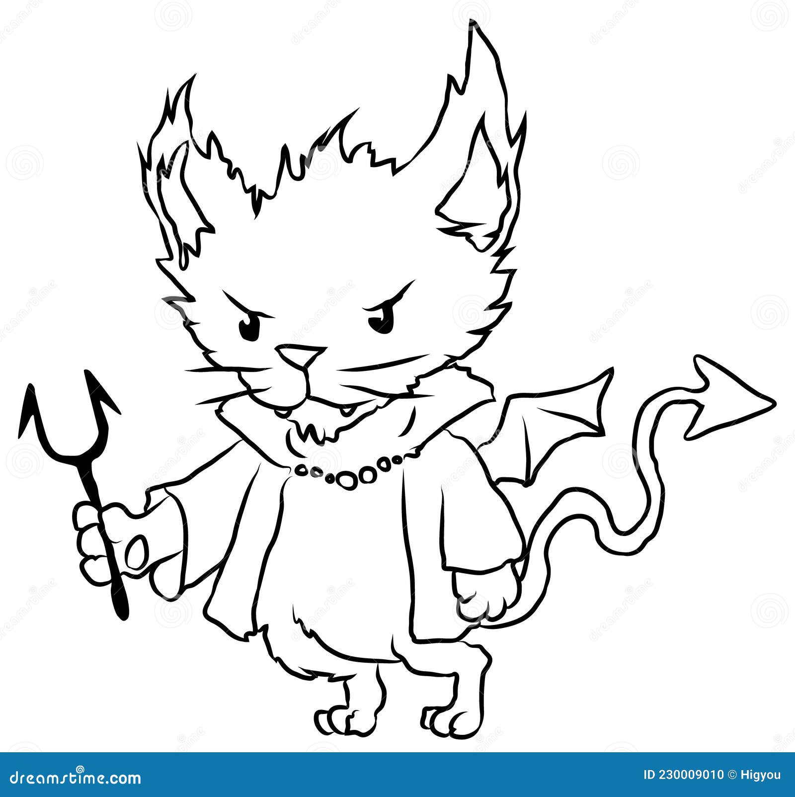 Devil Cat Line Drawing stock vector. Illustration of drawing - 230009010