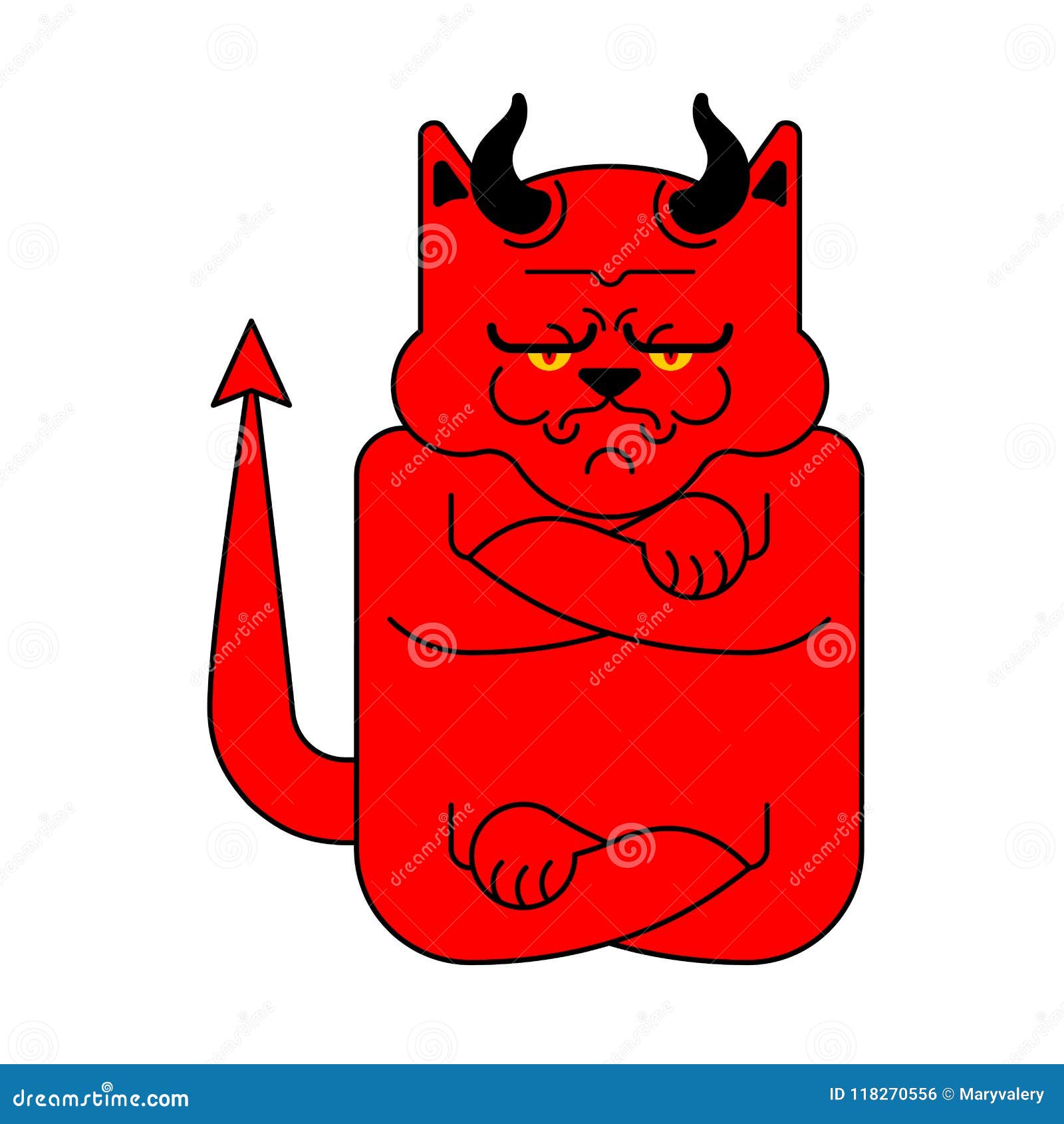 Devil Cat Grumpy Isolated. Angry Red Demon Pet Stock Vector ...