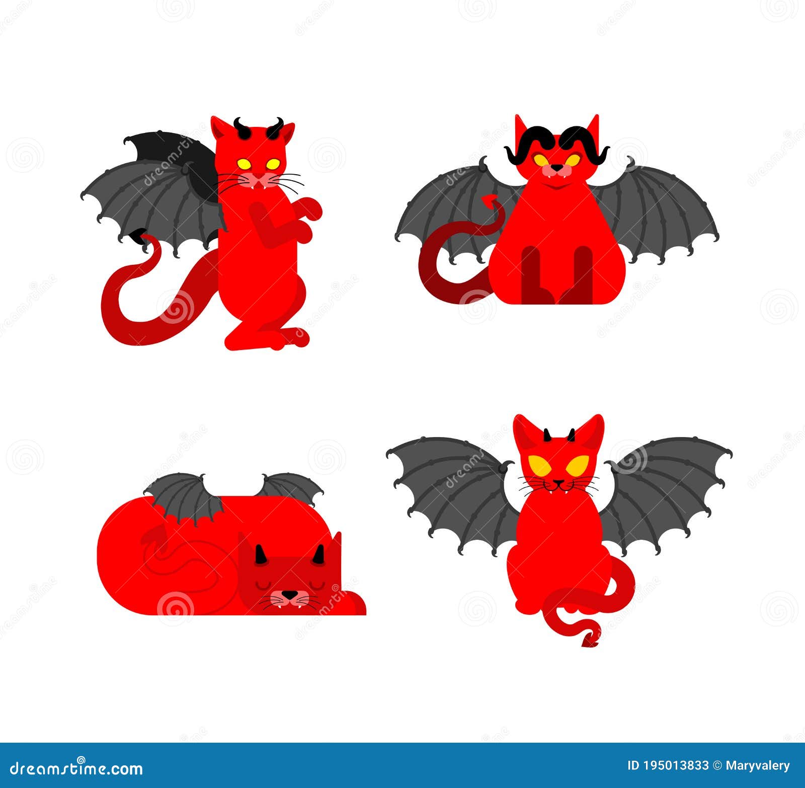 Devil Cat. Satan Pet. Red Demon Animal Stock Vector - Illustration of ...