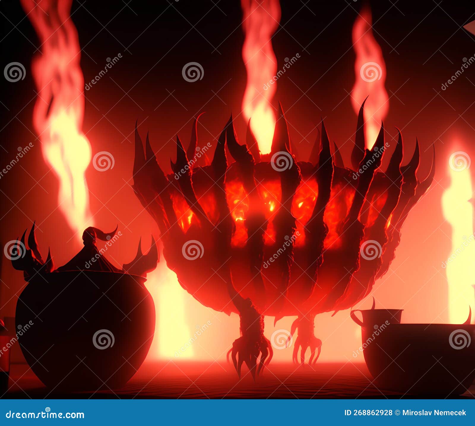Devil with Cauldron, Generative AI Illustration Stock Illustration ...