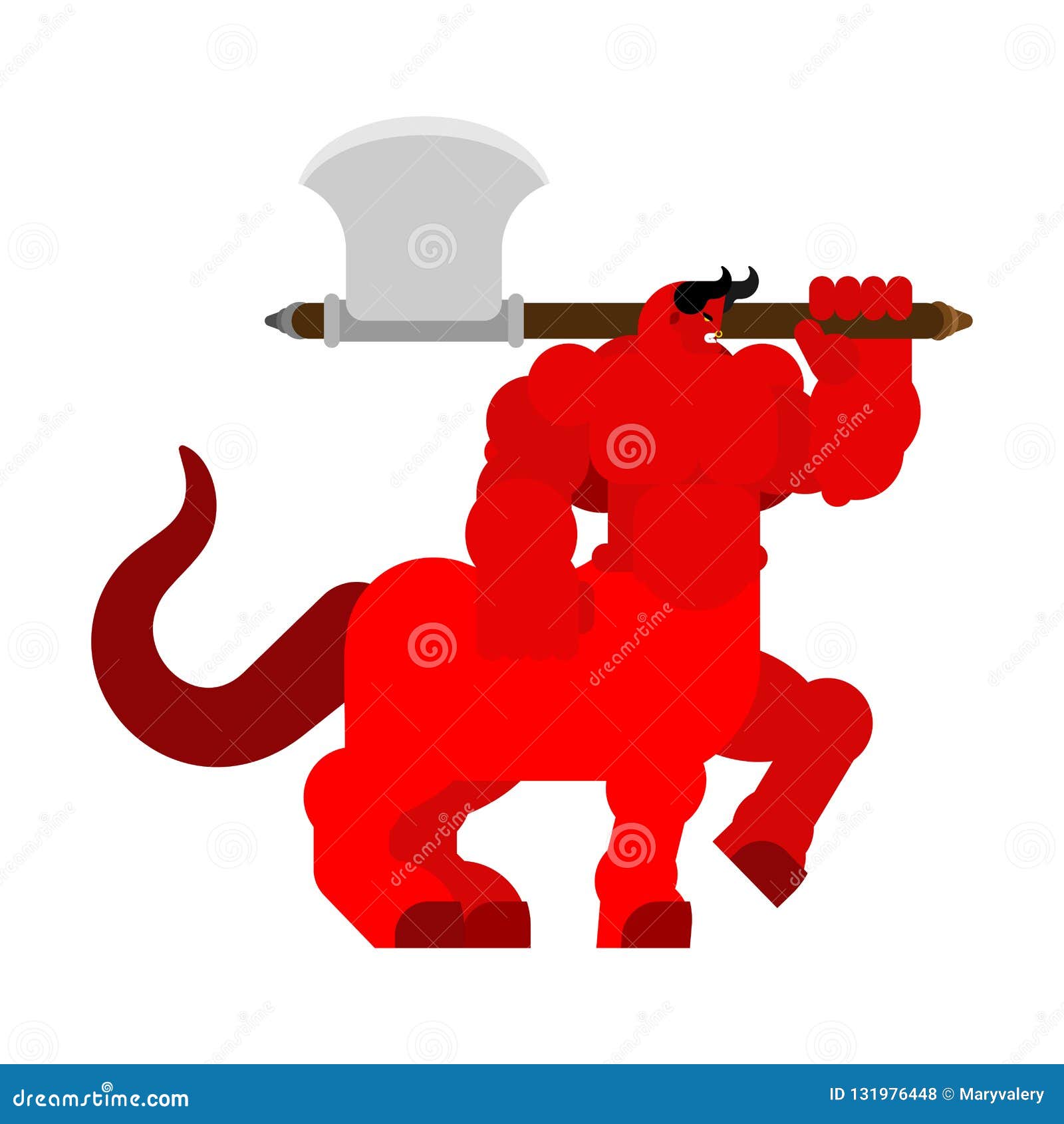 Strong Demon With Horns. Powerful Red Devil. Satan Bodybuilder Vector ...