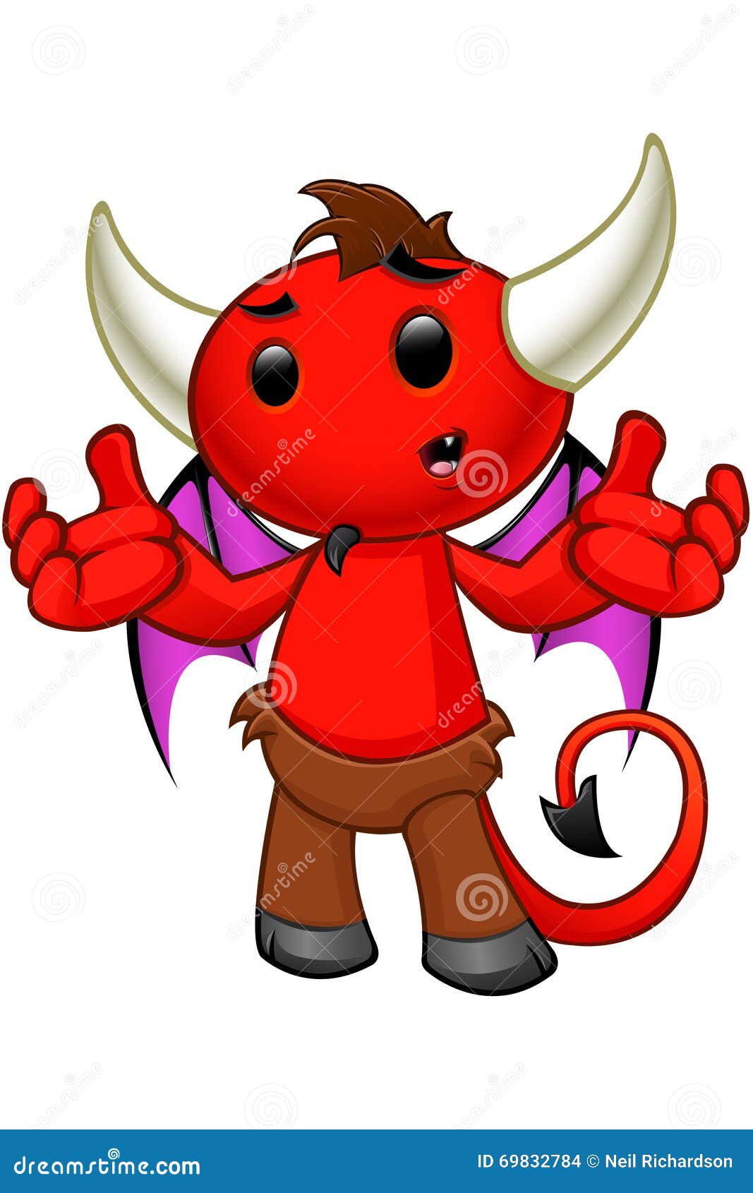 Devil Character - Holding Wooden Sign Cartoon Vector | CartoonDealer ...