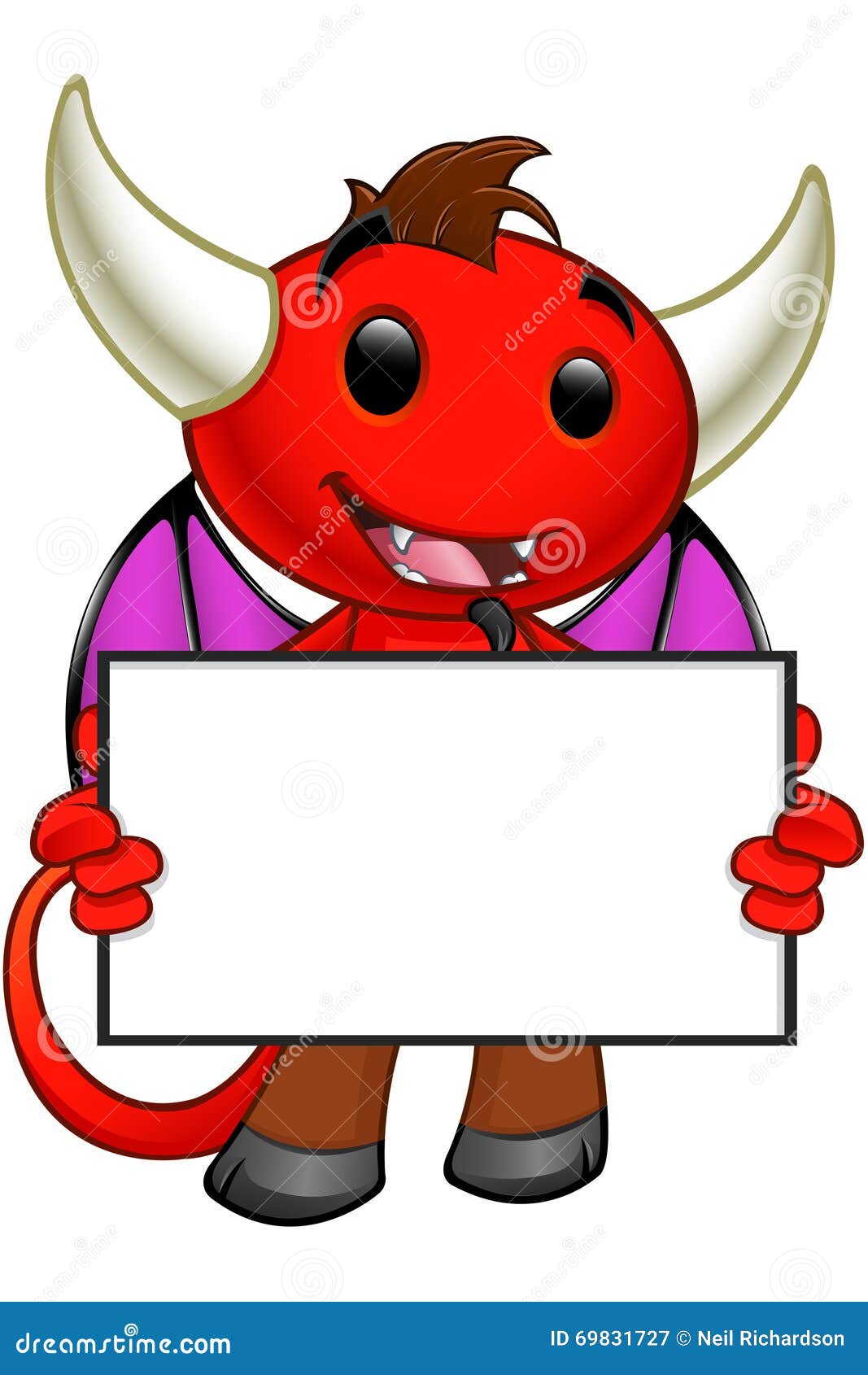 Devil Character - Holding Blank Board Stock Vector - Illustration of ...