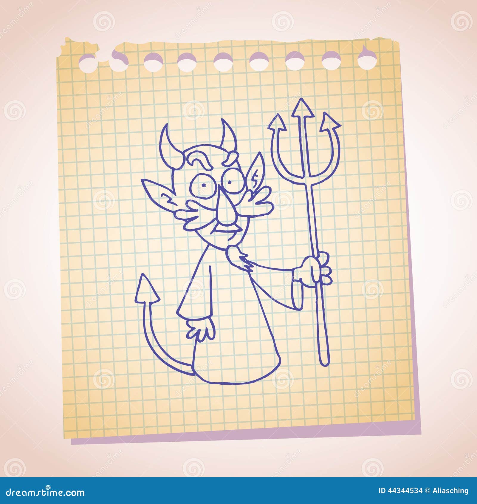 Devil Character Note Paper Sketch Stock Vector - Illustration of horns ...