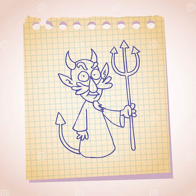 Devil Character Note Paper Sketch Stock Vector - Illustration of horns ...