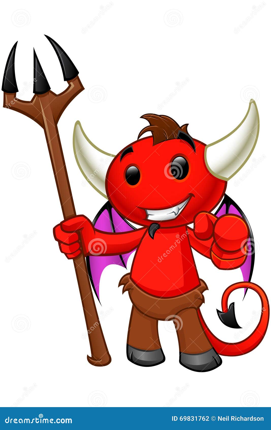 Devil Character - Holding Wooden Sign Cartoon Vector | CartoonDealer ...