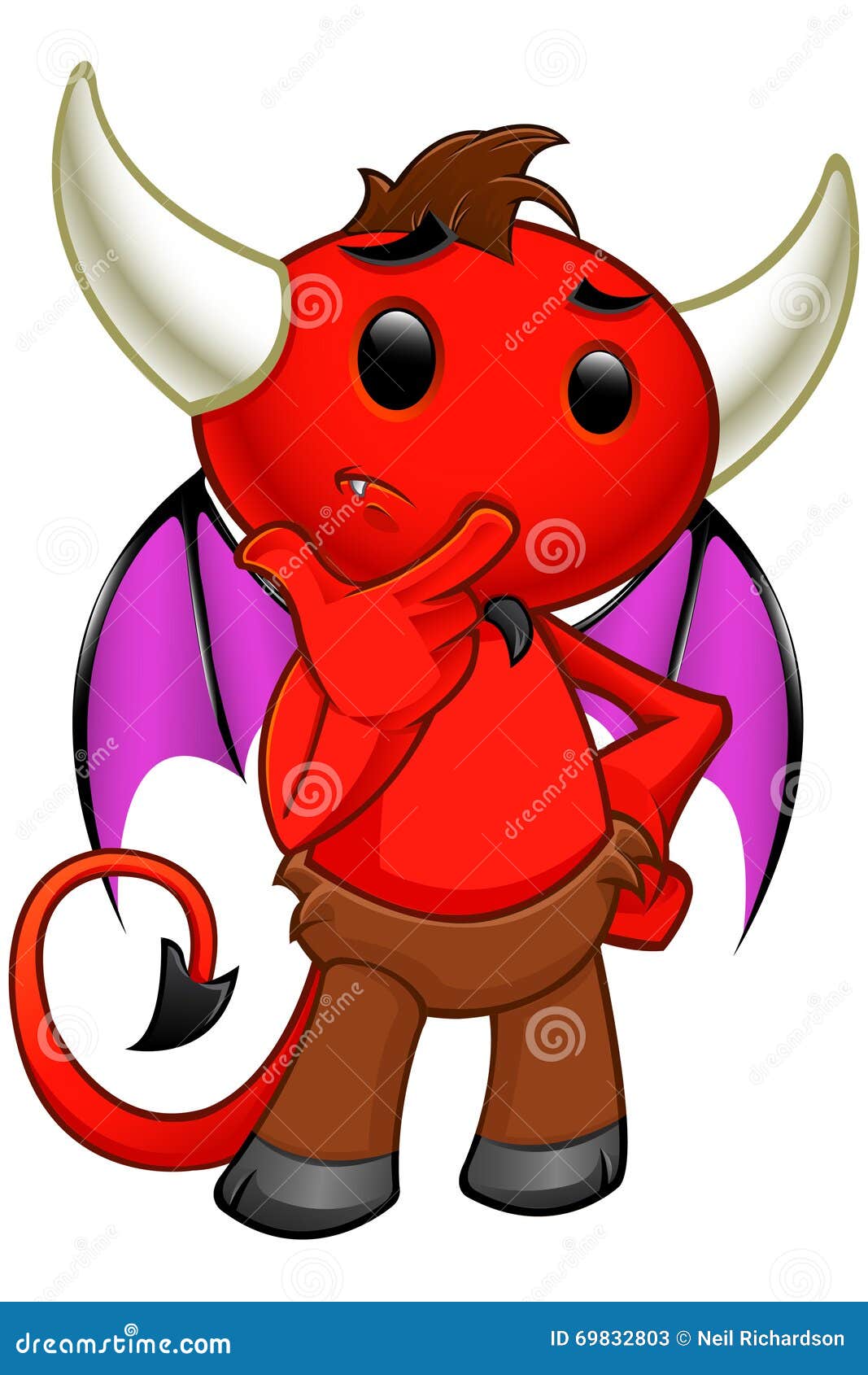 Devil Character - Thinking stock vector. Illustration of demon - 69832803